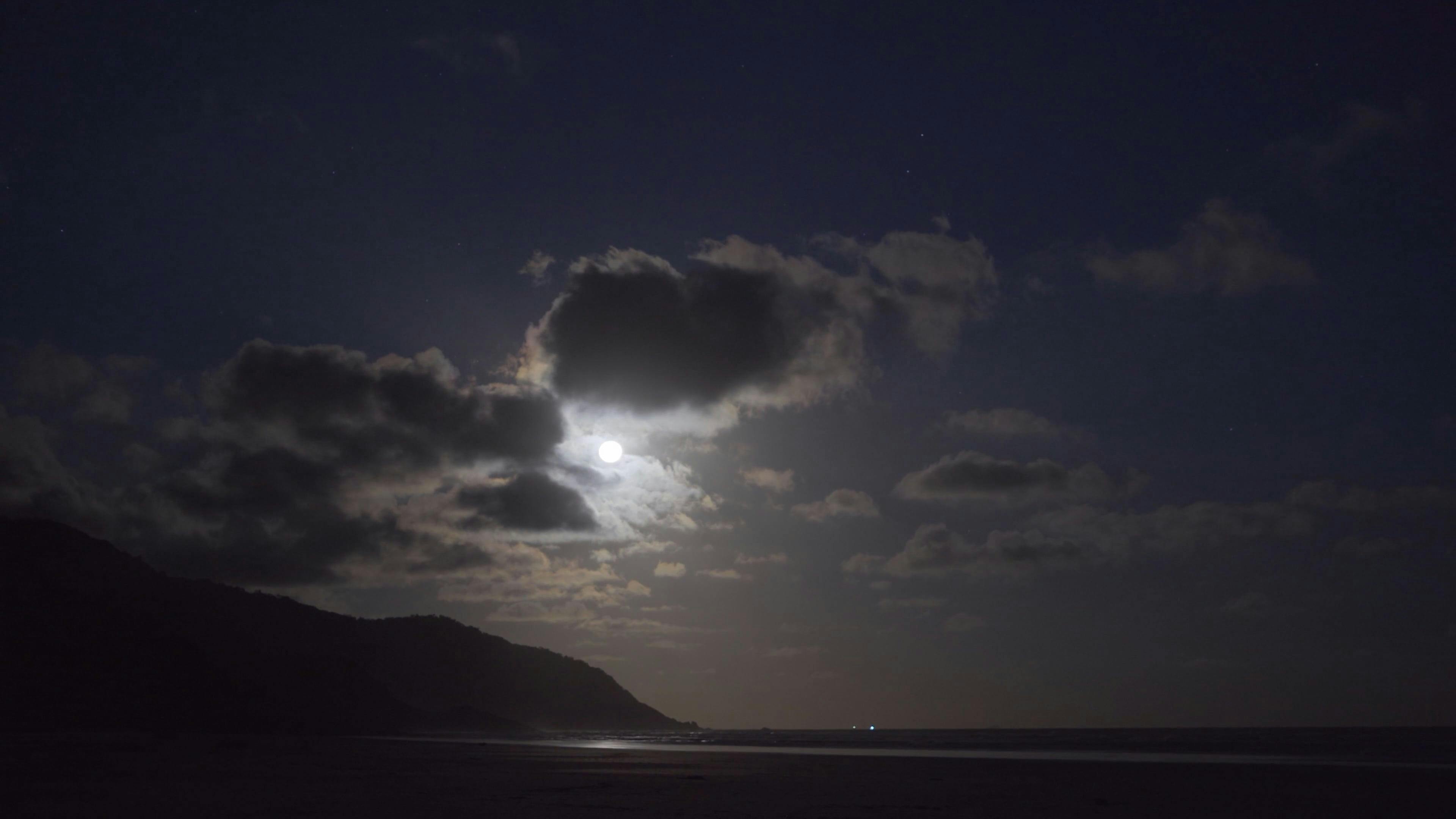 Beautiful Moon Rises through Night Clouds Free Stock Video Footage ...