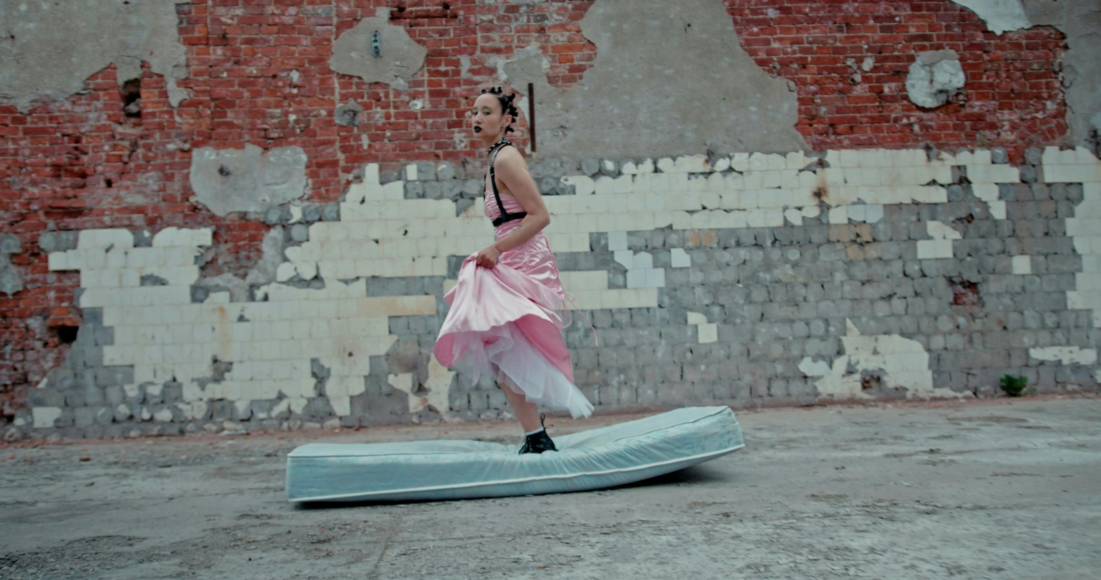 A Young Woman Jumping On A Mattress Free Stock Video Footage Royalty