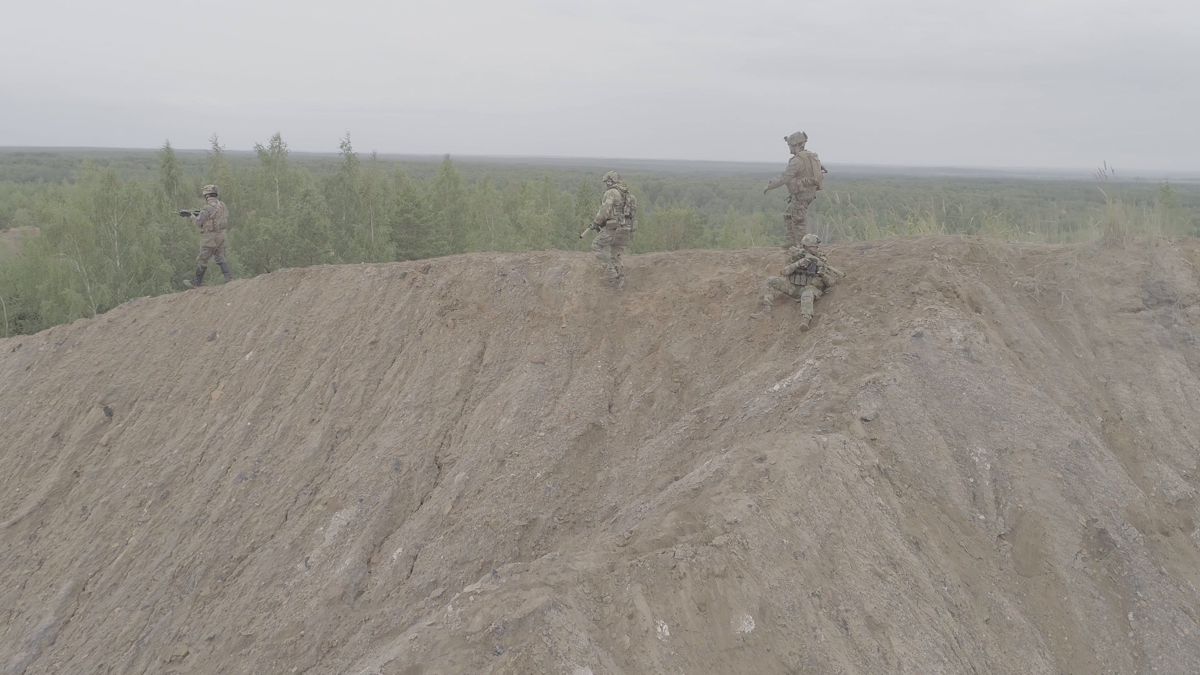 Soldiers Walking over Barren Hills Free Stock Video Footage, Royalty ...