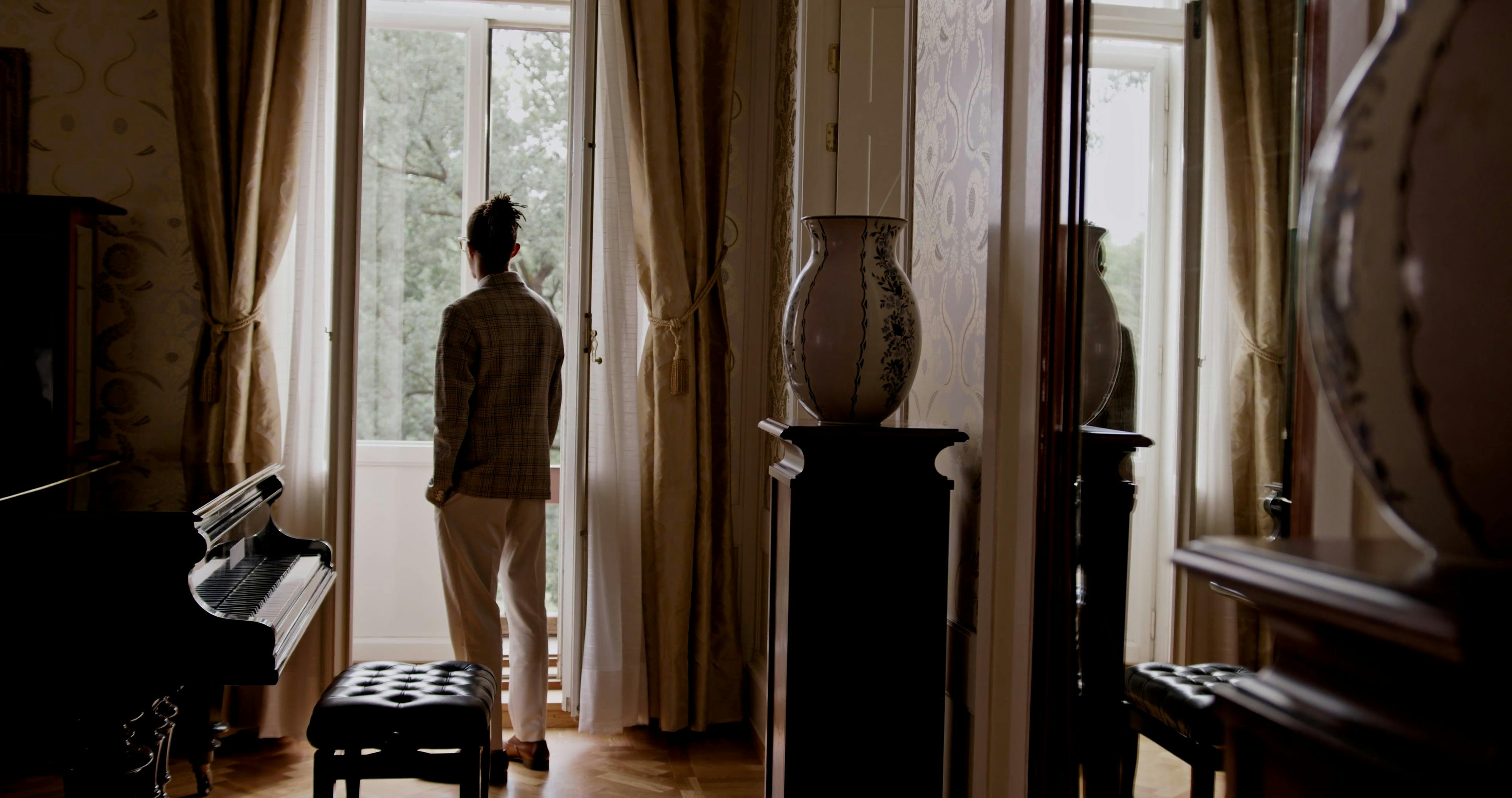 Back View Footage of a Man Looking by the Window Free Stock Video ...