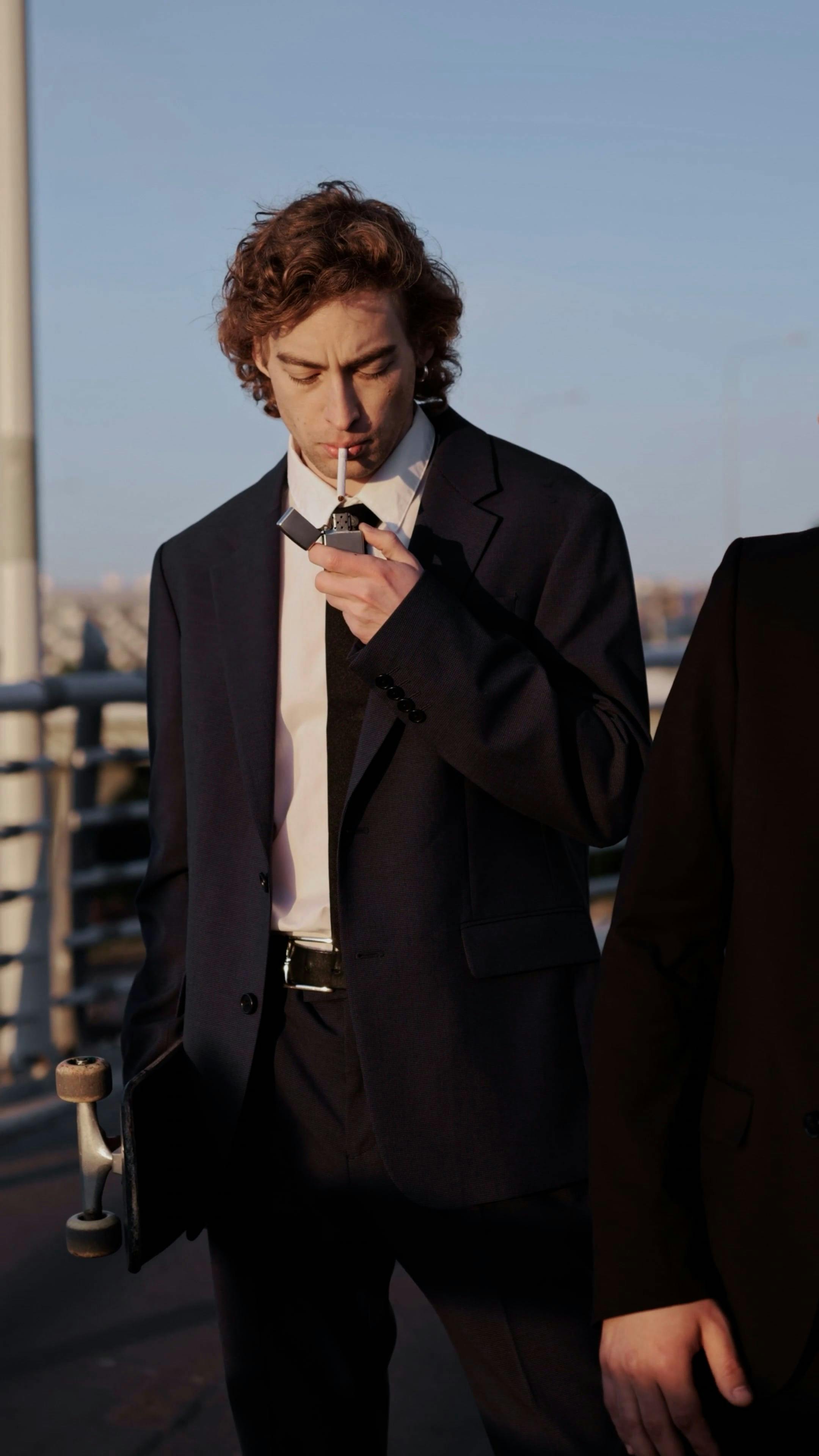 Man in Suit Smoking Cigarette Free Stock Video Footage, Royalty-Free 4K ...