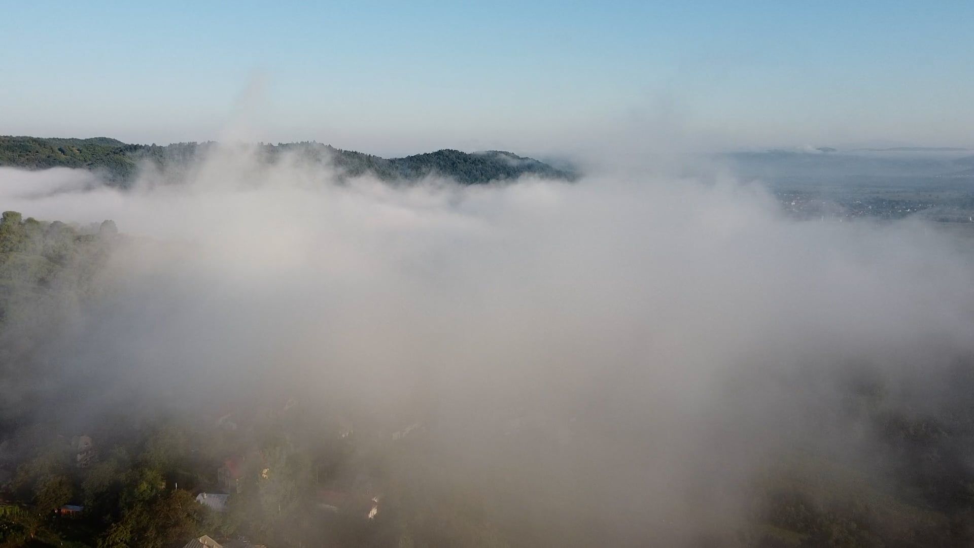 Aerial Footage Of Dense Fog Covering The Surface Of A Lake Free Stock ...