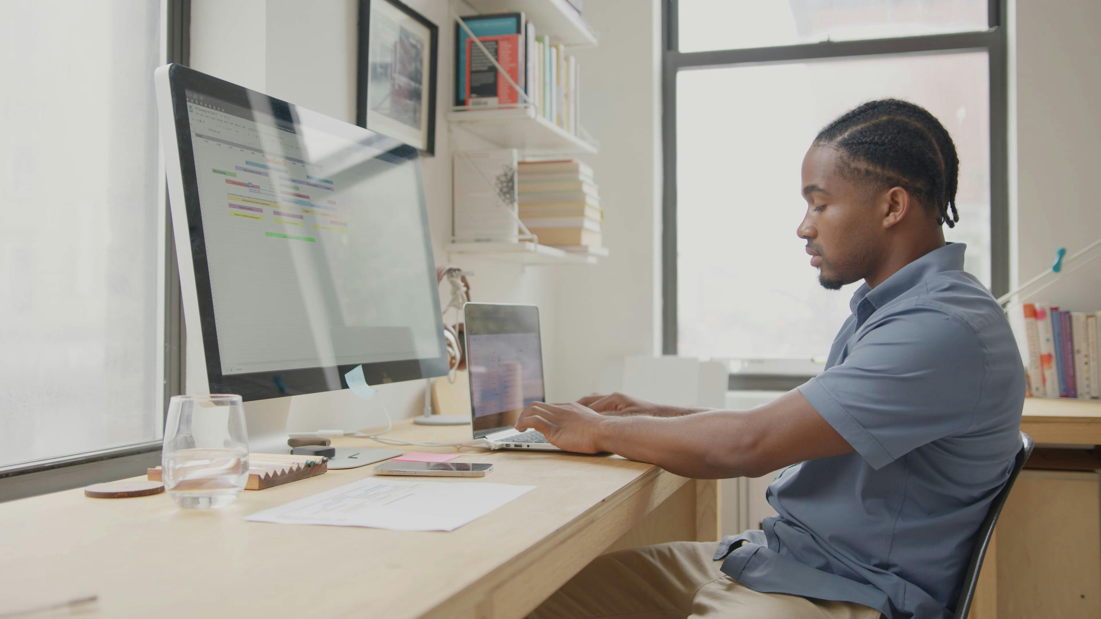 Man Working on Laptop and Smiling Free Stock Video Footage, Royalty ...
