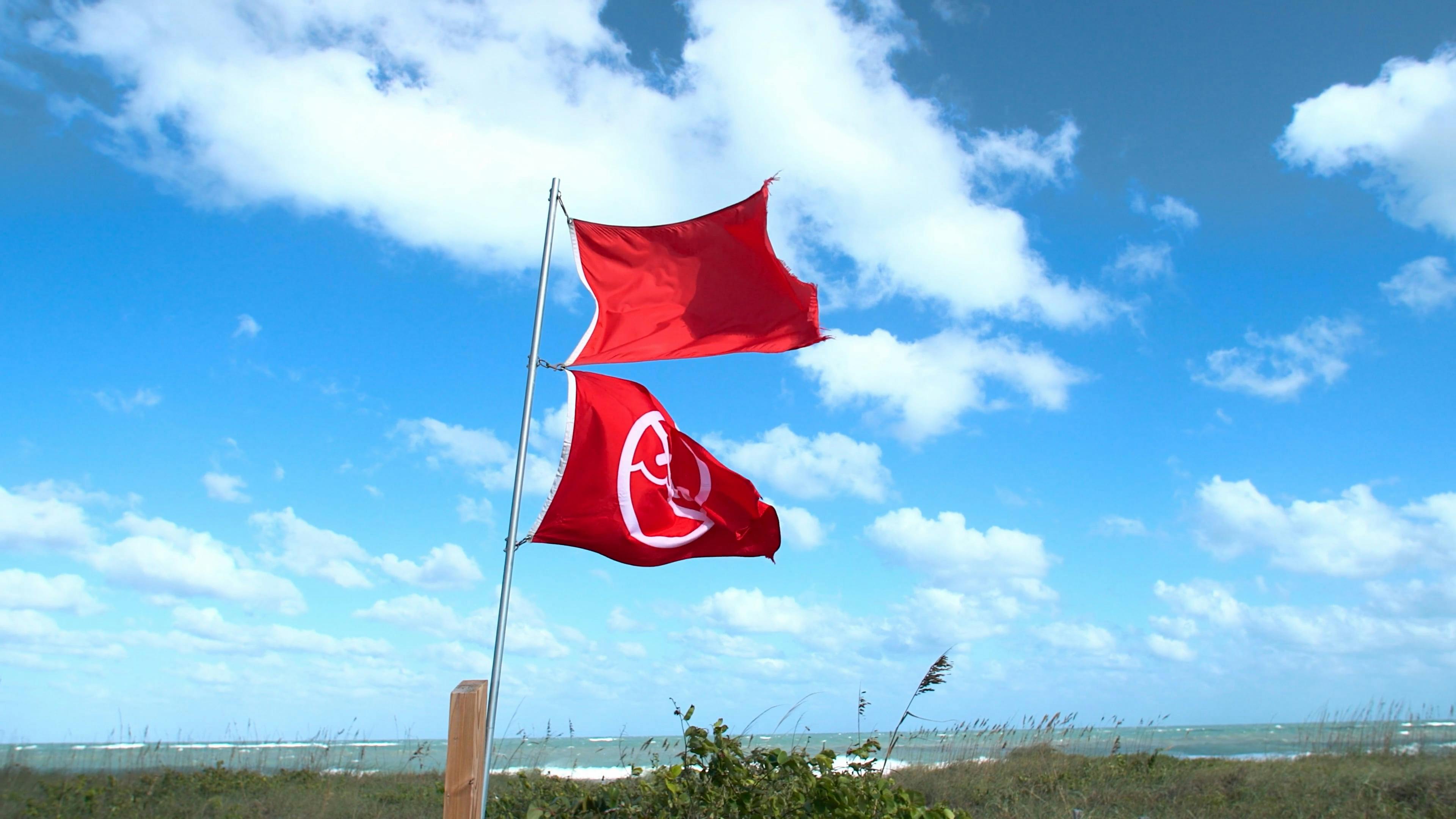 Red Flags Flying over Beach Free Stock Video Footage, Royalty-Free 4K ...