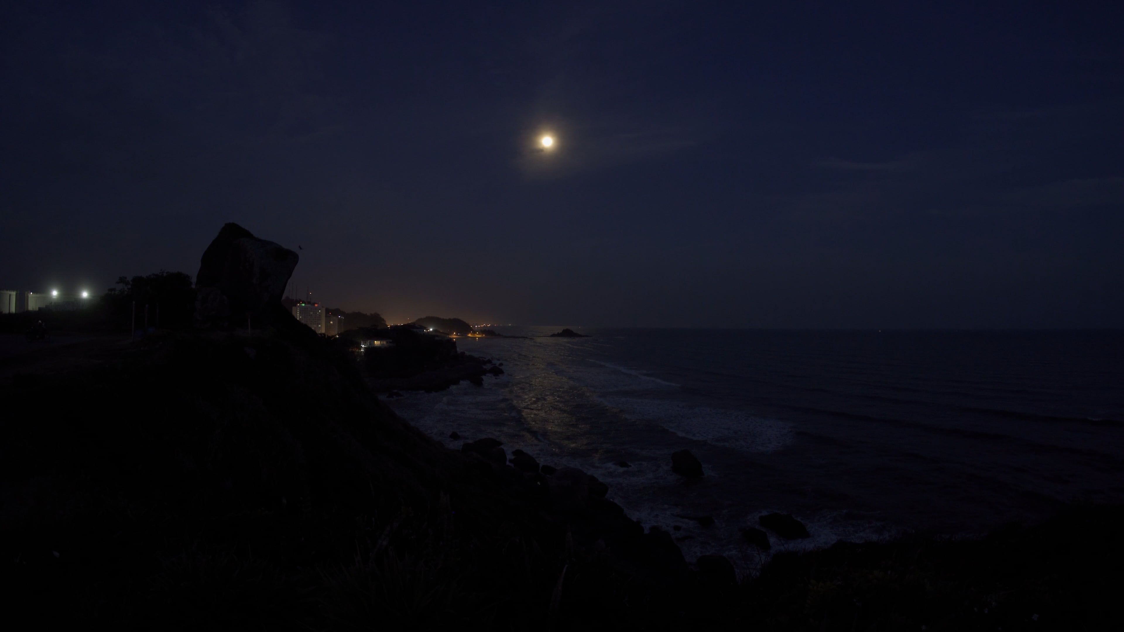 Moon over Town on Coast Free Stock Video Footage, Royalty-Free 4K & HD ...