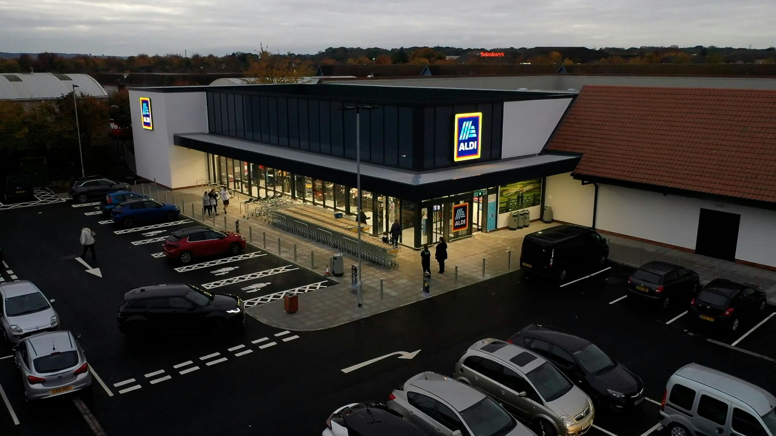 Aerial View on Aldi and Car Park Free Stock Video Footage, Royalty-Free ...