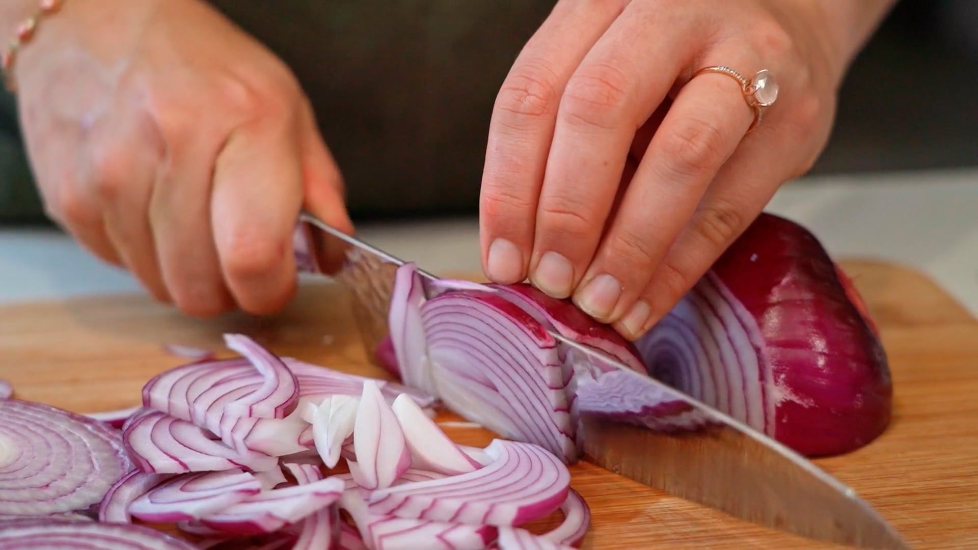 A Person Chopping Red Onions · Free Stock Video