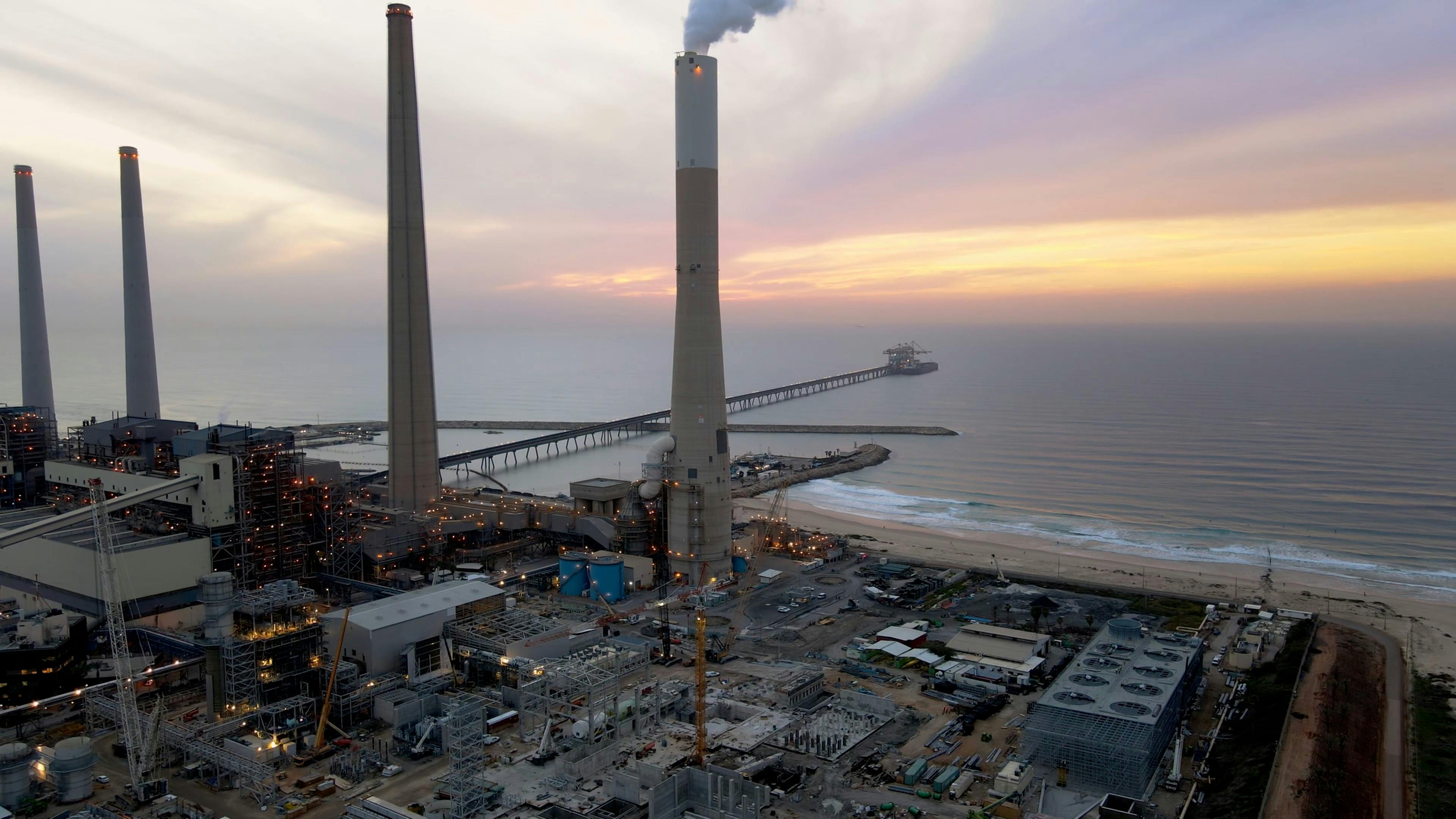 Aerial View of a Power Plant by the Sea Free Stock Video Footage ...