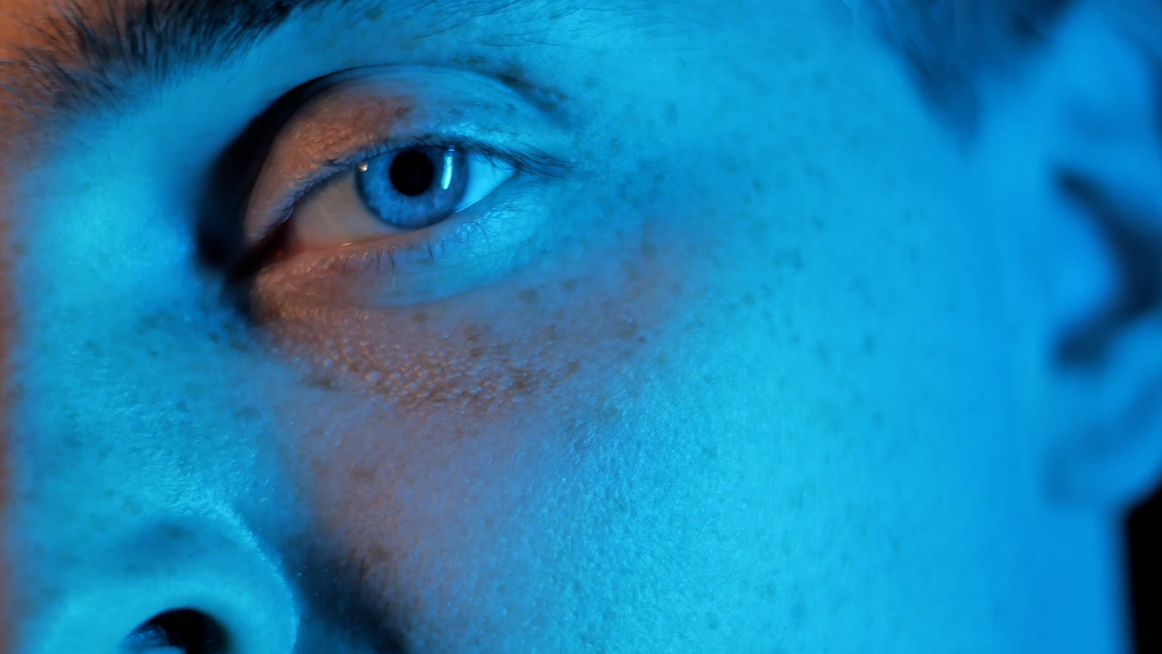 Close up on Man Face in Blue Light Free Stock Video Footage, Royalty ...