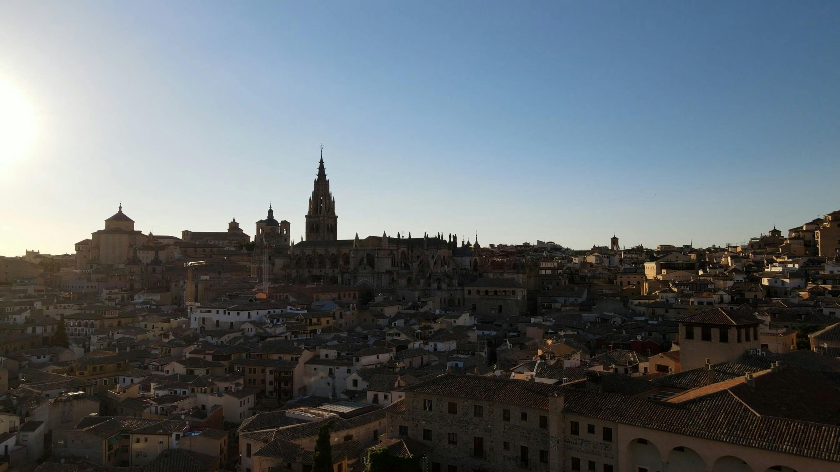 Aerial View of Historic Spanish Cityscape Free Stock Video Footage ...