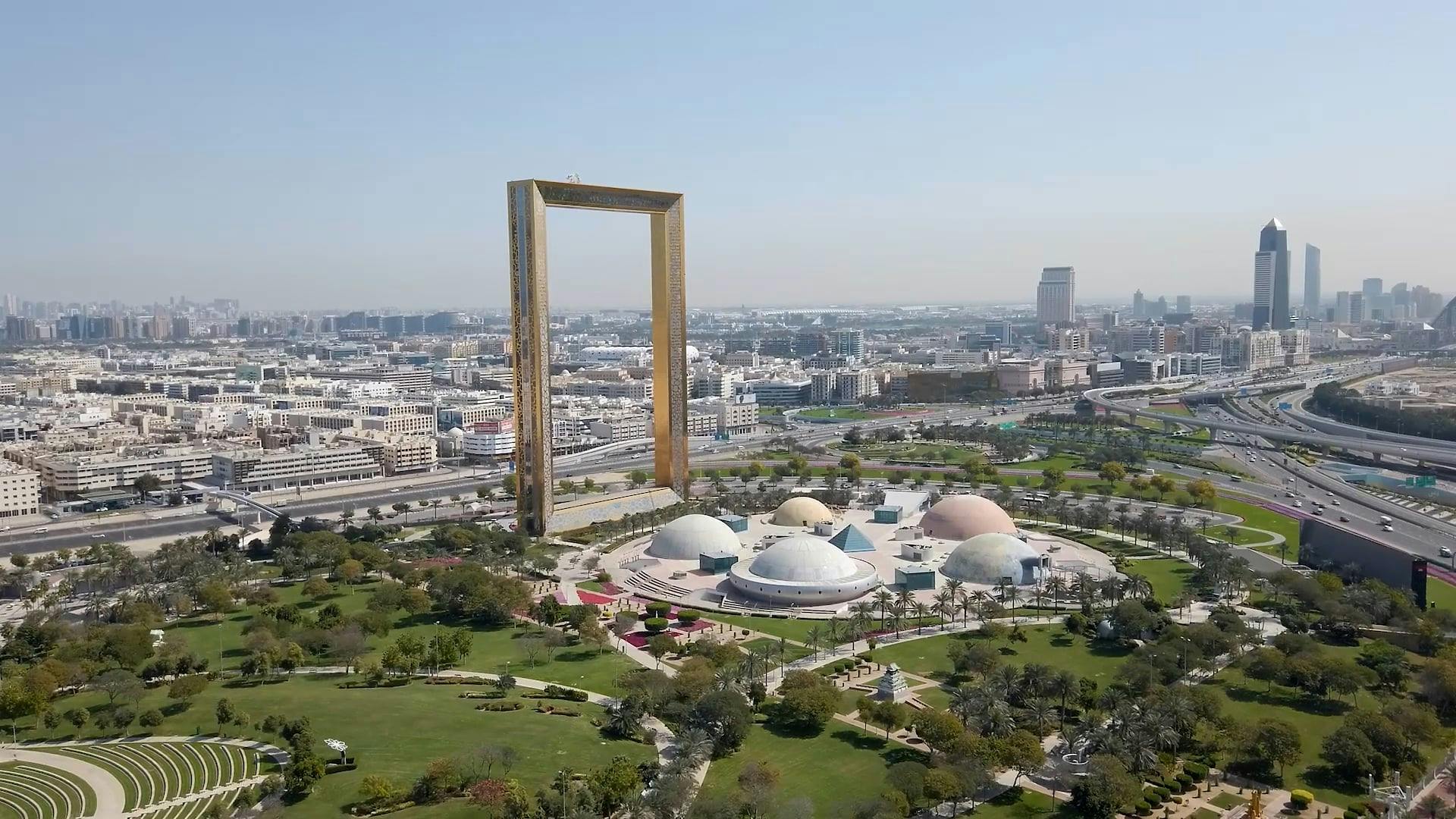 Aerial View on Architecture in Park in Dubai Free Stock Video Footage ...