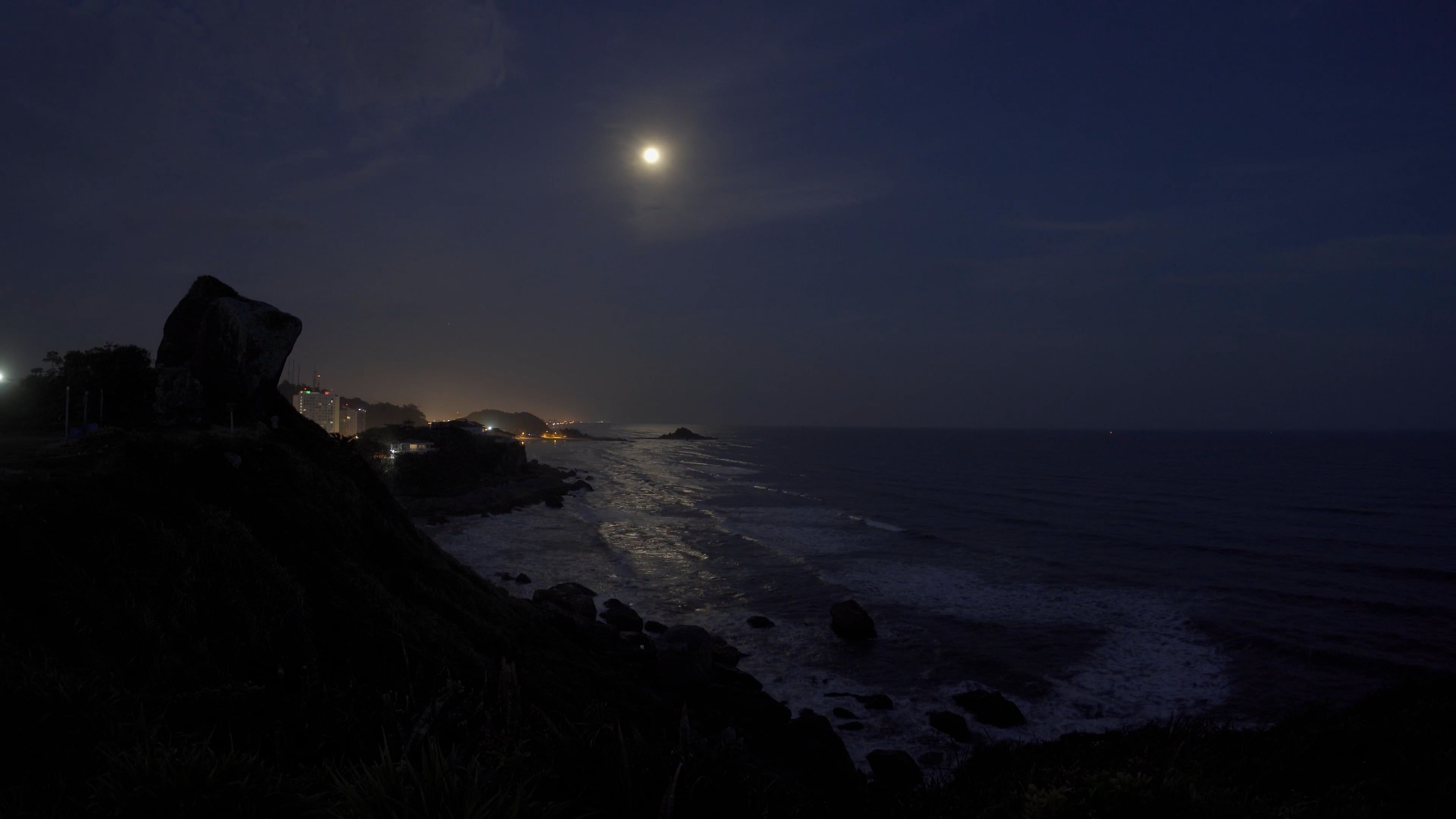 Seascape at Night Free Stock Video Footage, Royalty-Free 4K & HD Video Clip