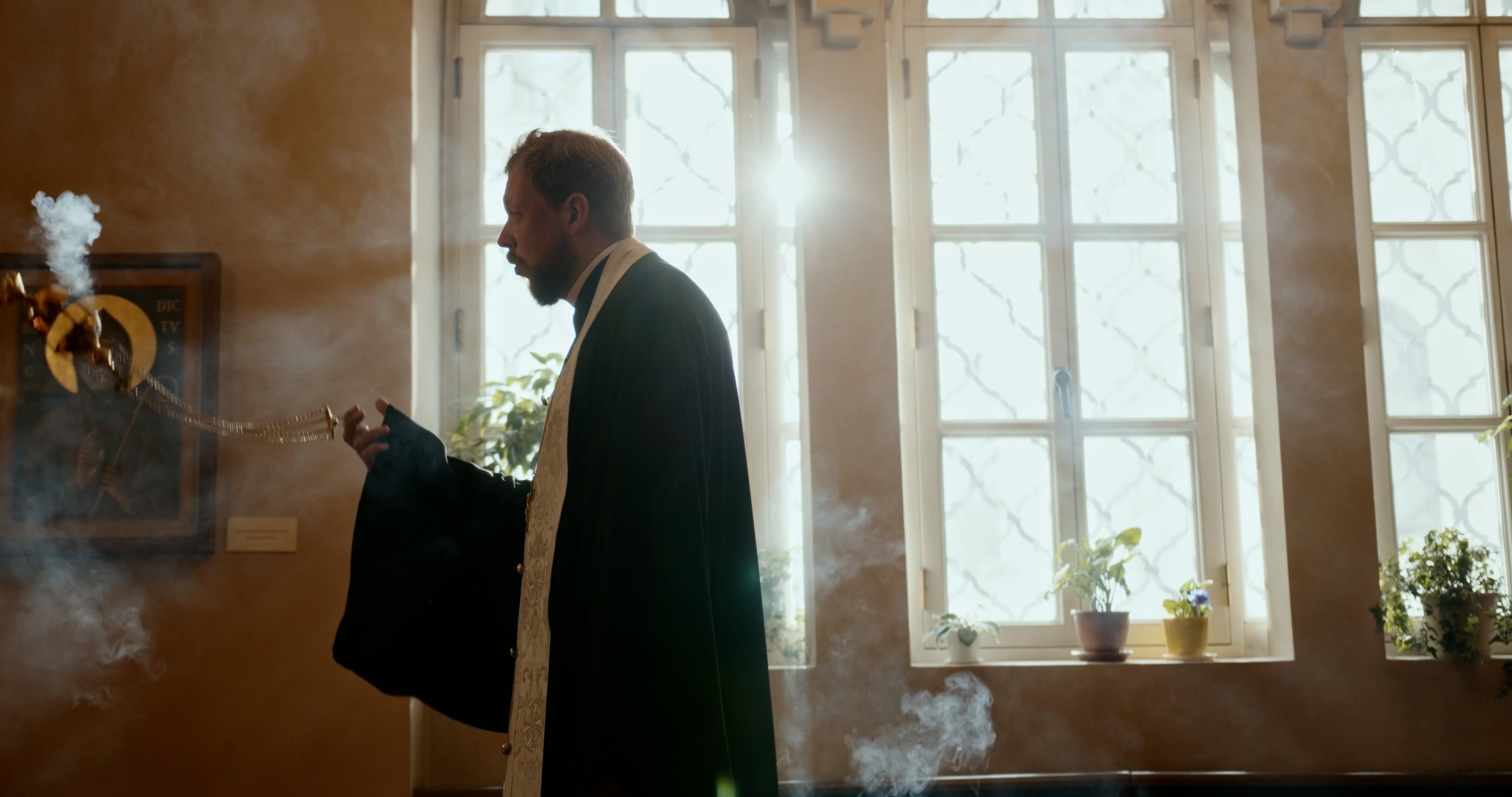 A Priest Walking and Swinging the Censer in a Church Free Stock Video ...