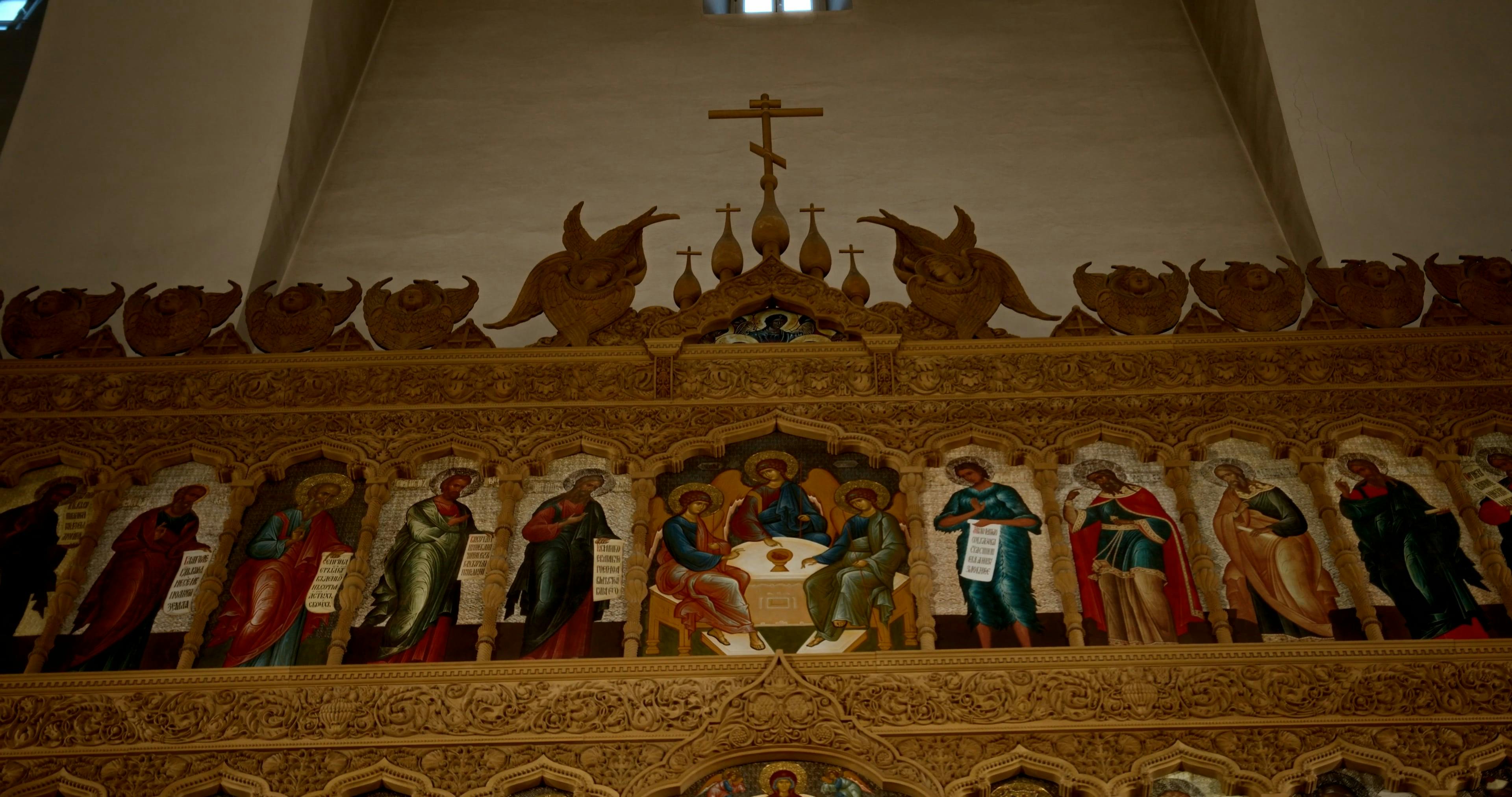 Low Angle Shot of an Iconostasis in a Church Free Stock Video Footage ...