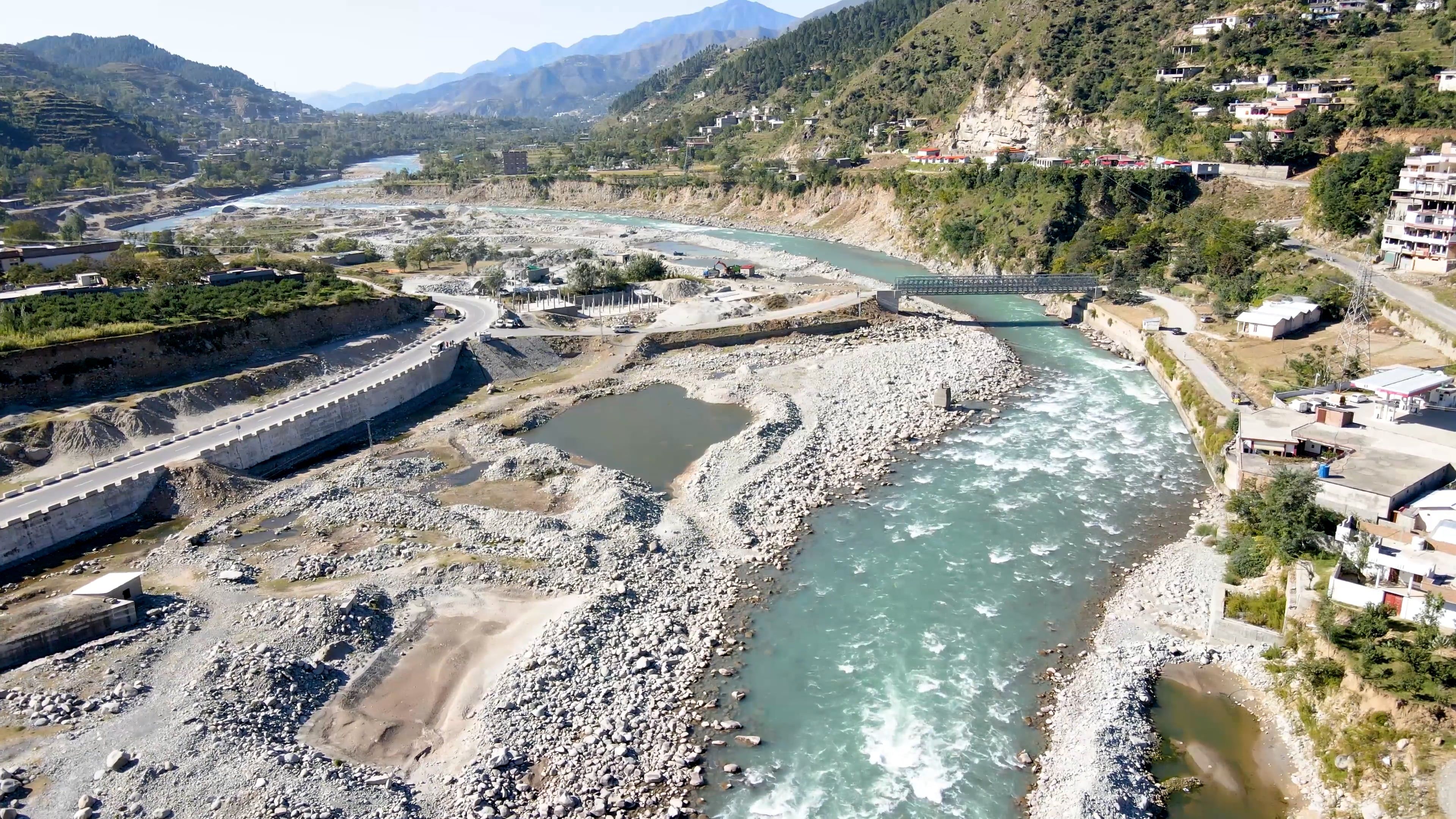 Flowing Waters of River in Valley Free Stock Video Footage, Royalty ...