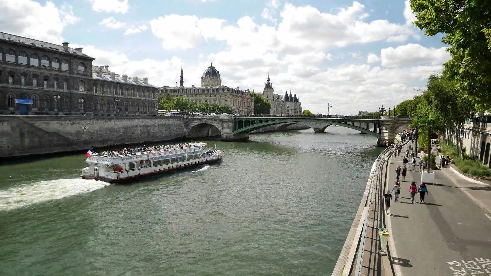 Historical Landmarks Of Paris Along River Seine · Free Stock Video