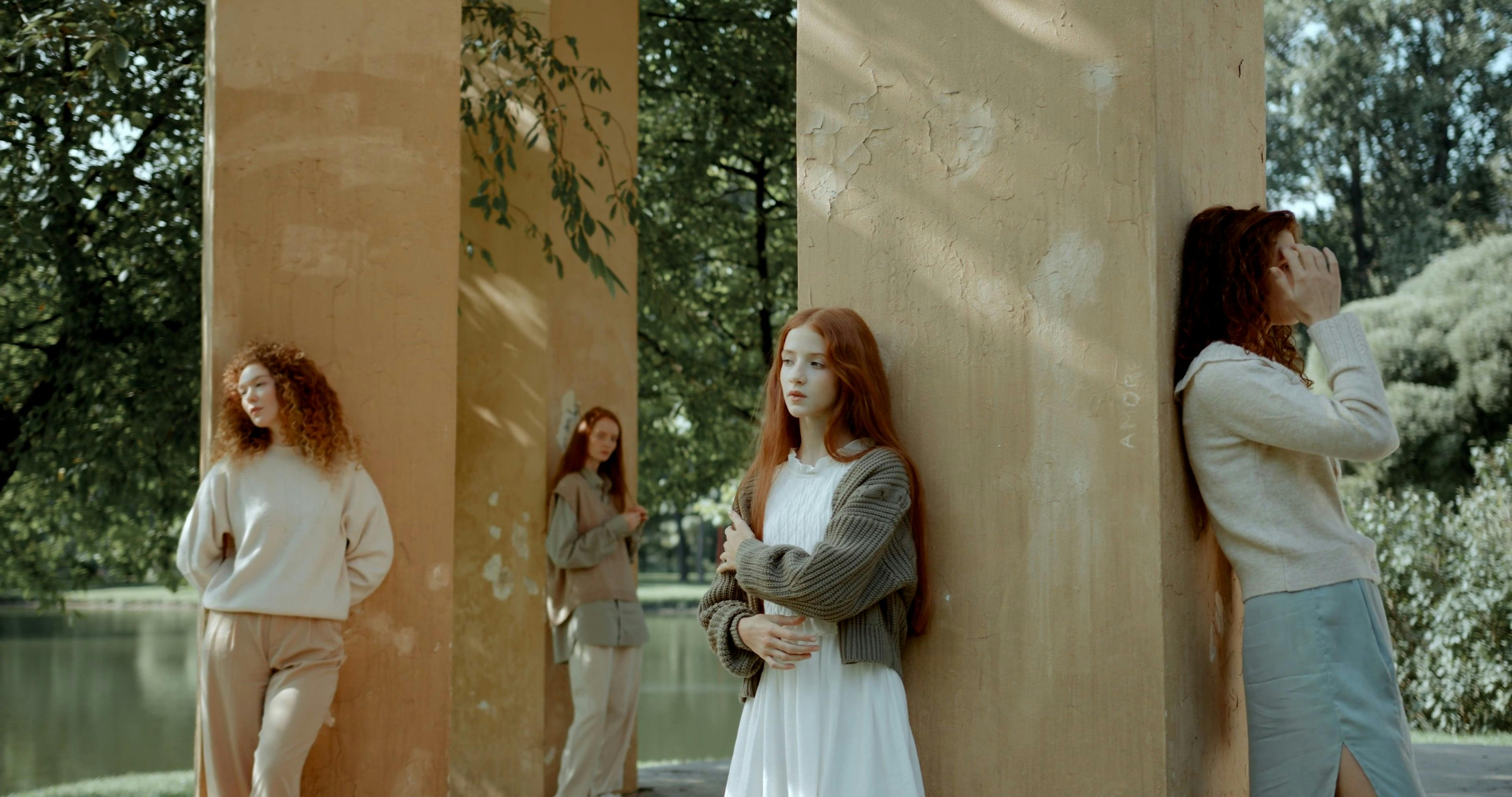 Young Women Posing by Columns Free Stock Video Footage, Royalty-Free 4K ...