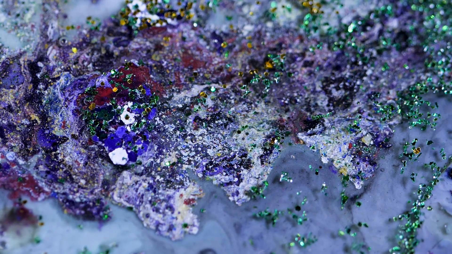 Colorful Glitter Chunks Floating in Paint Free Stock Video Footage ...