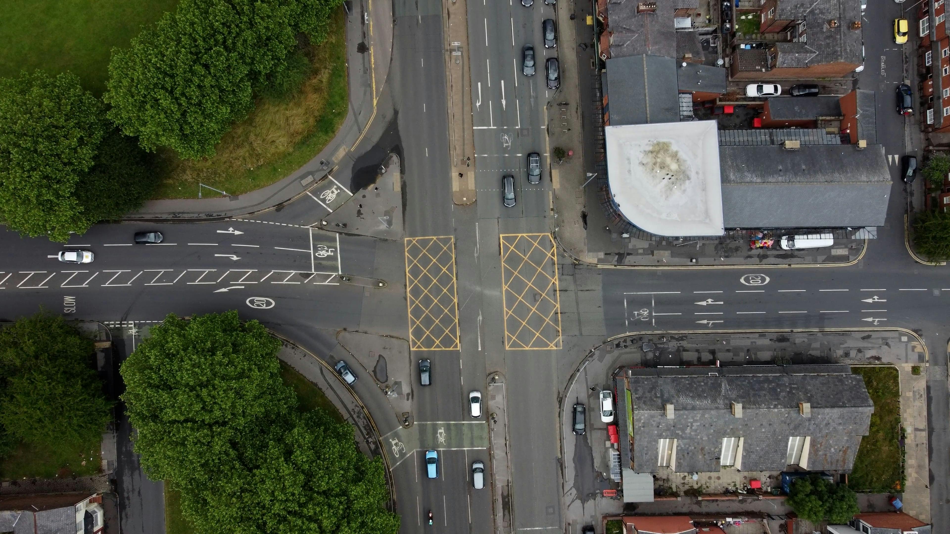 Direct Above View of Intersection in City Free Stock Video Footage ...