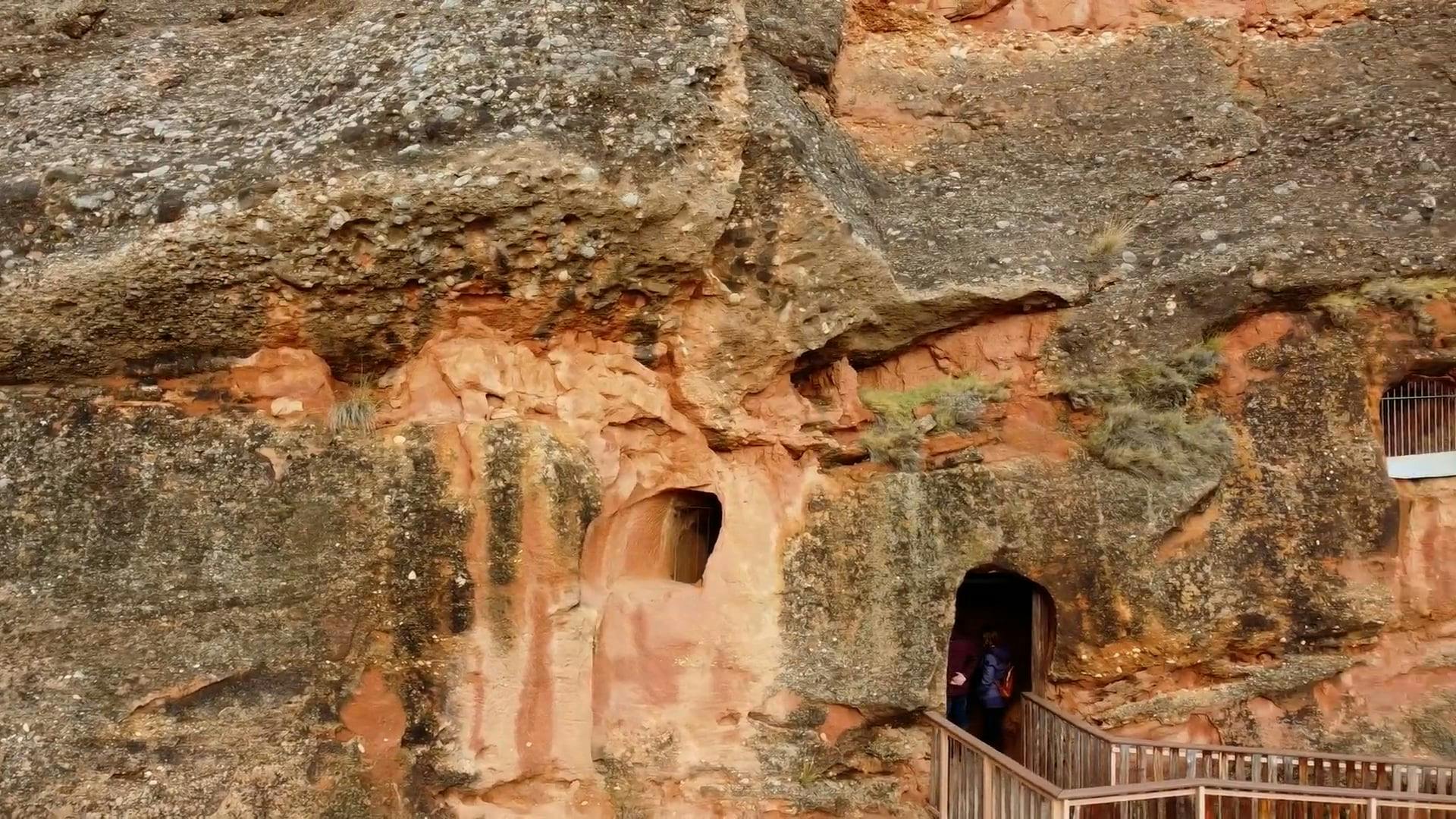 Building Carved in Rock and Cliffs · Free Stock Video