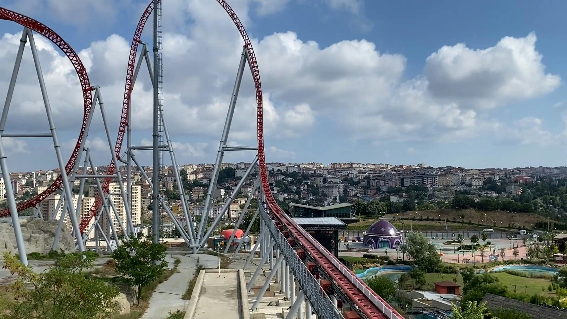 A Free Fall Amusement Ride In An Amusement Park Free Stock Video ...