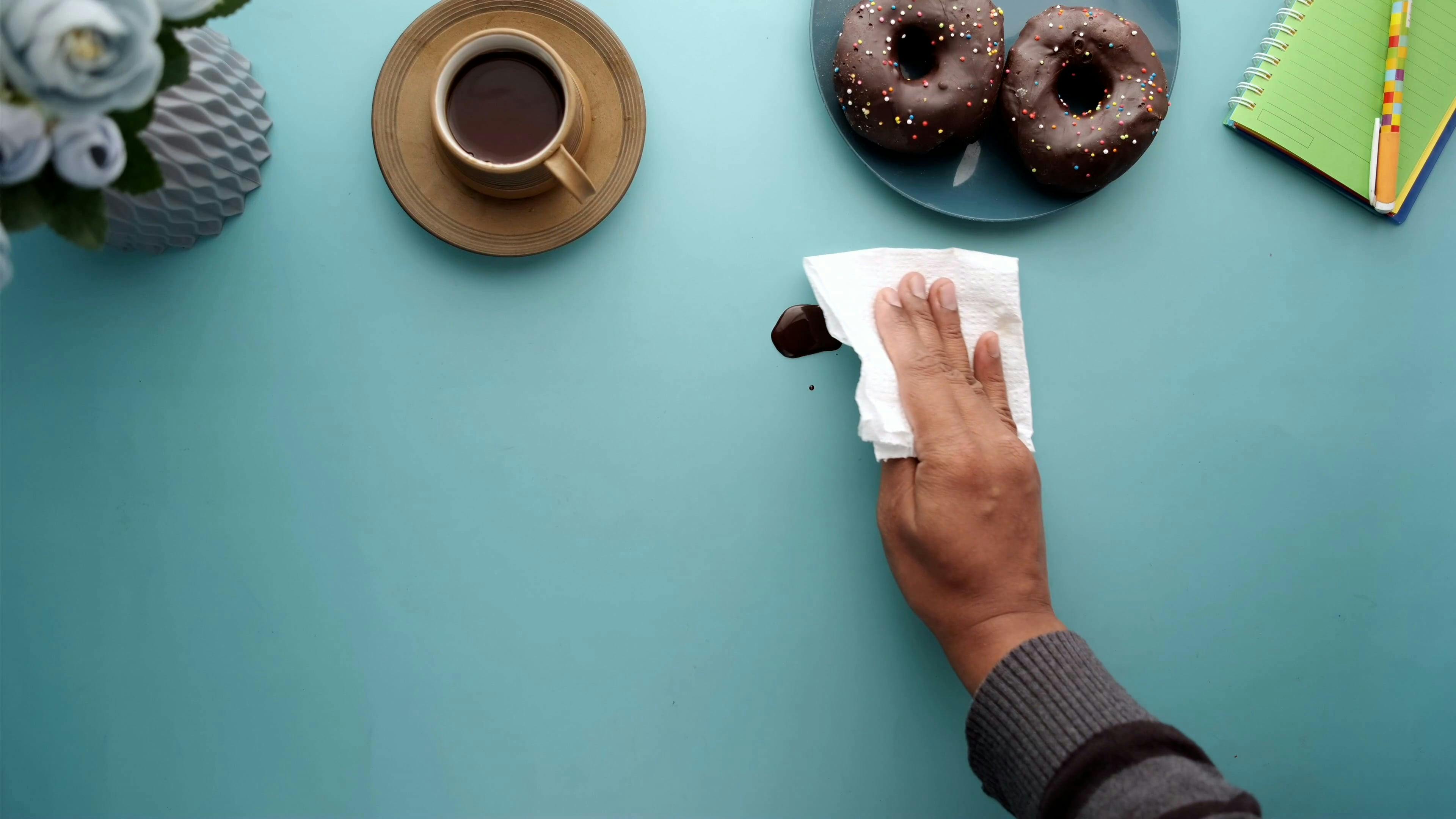 Hand Cleaning Coffe Stain with Tissue Free Stock Video Footage, Royalty ...