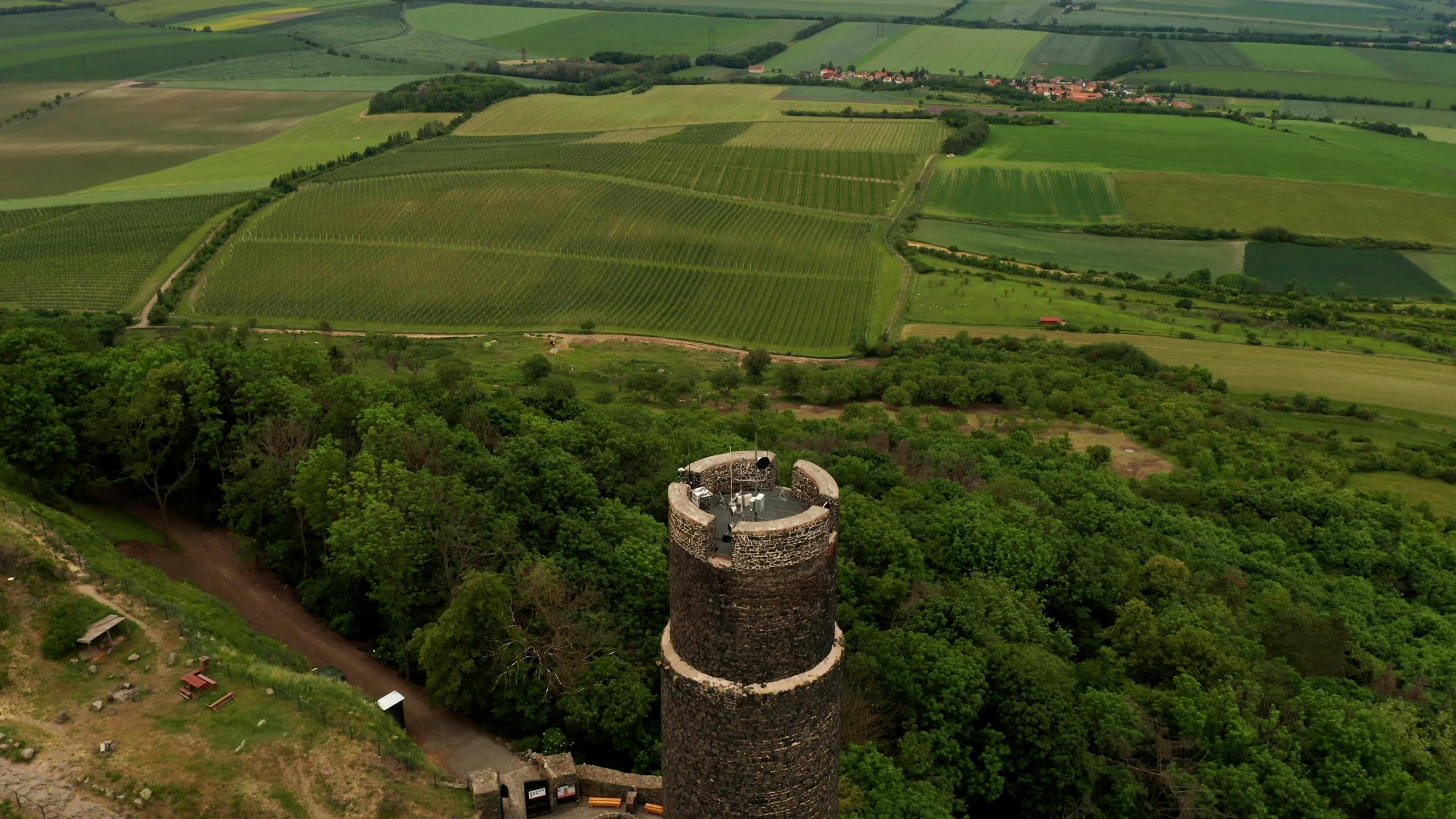Old Tower Overlooking Agricultural Fields Free Stock Video Footage ...