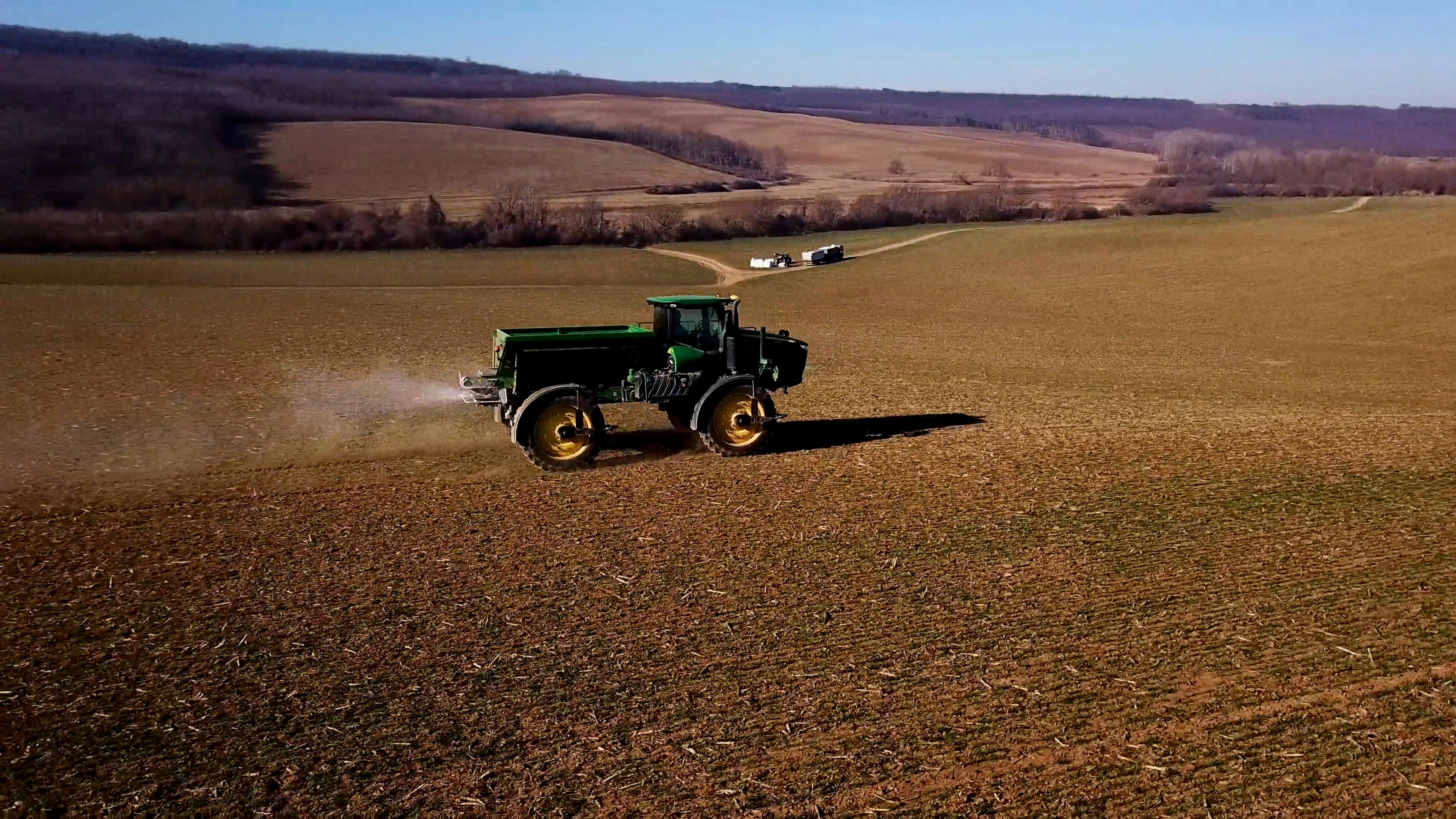Fertilizer Spreader Truck Driving on Field Free Stock Video Footage ...