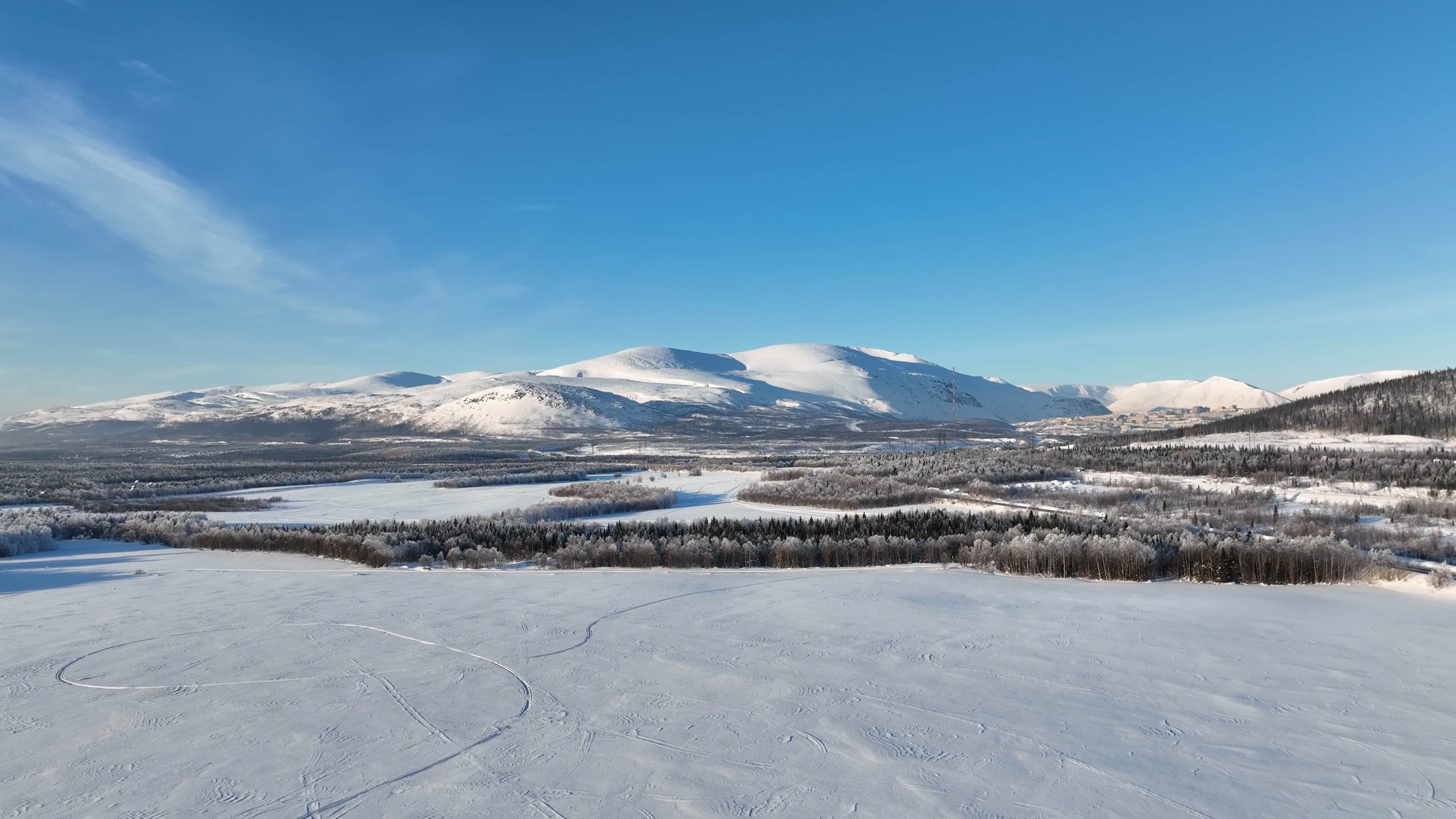 A Winter Landscape under a Clear Blue Sky Free Stock Video Footage ...