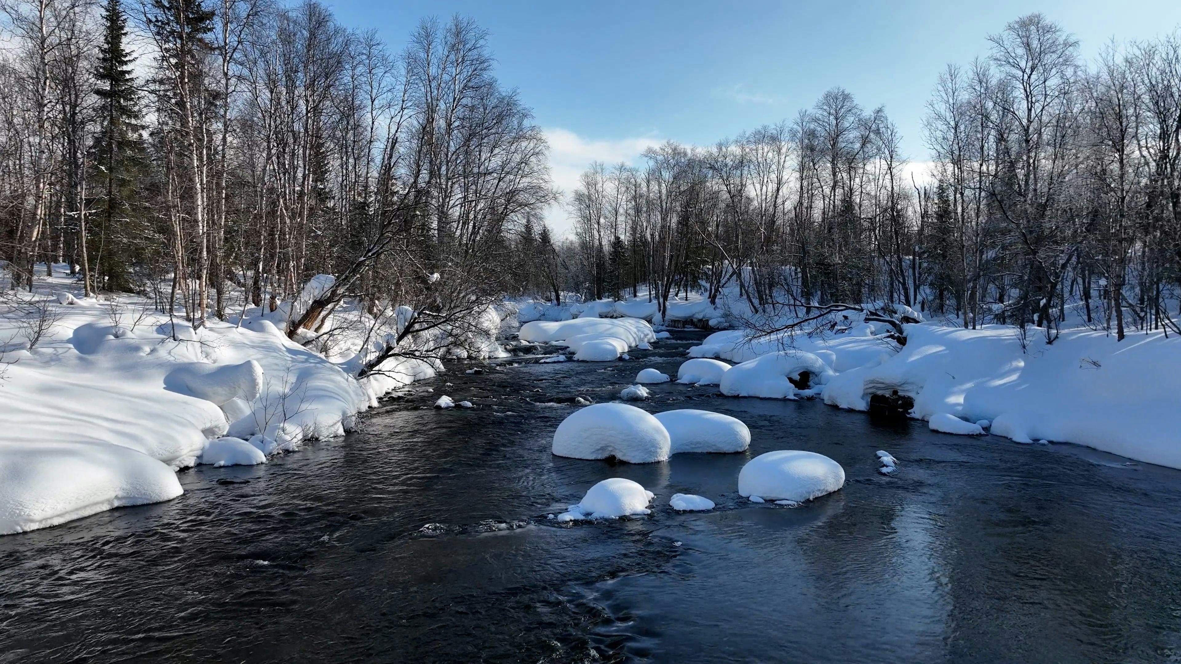 Flowing Water in a River with Ice Free Stock Video Footage, Royalty ...