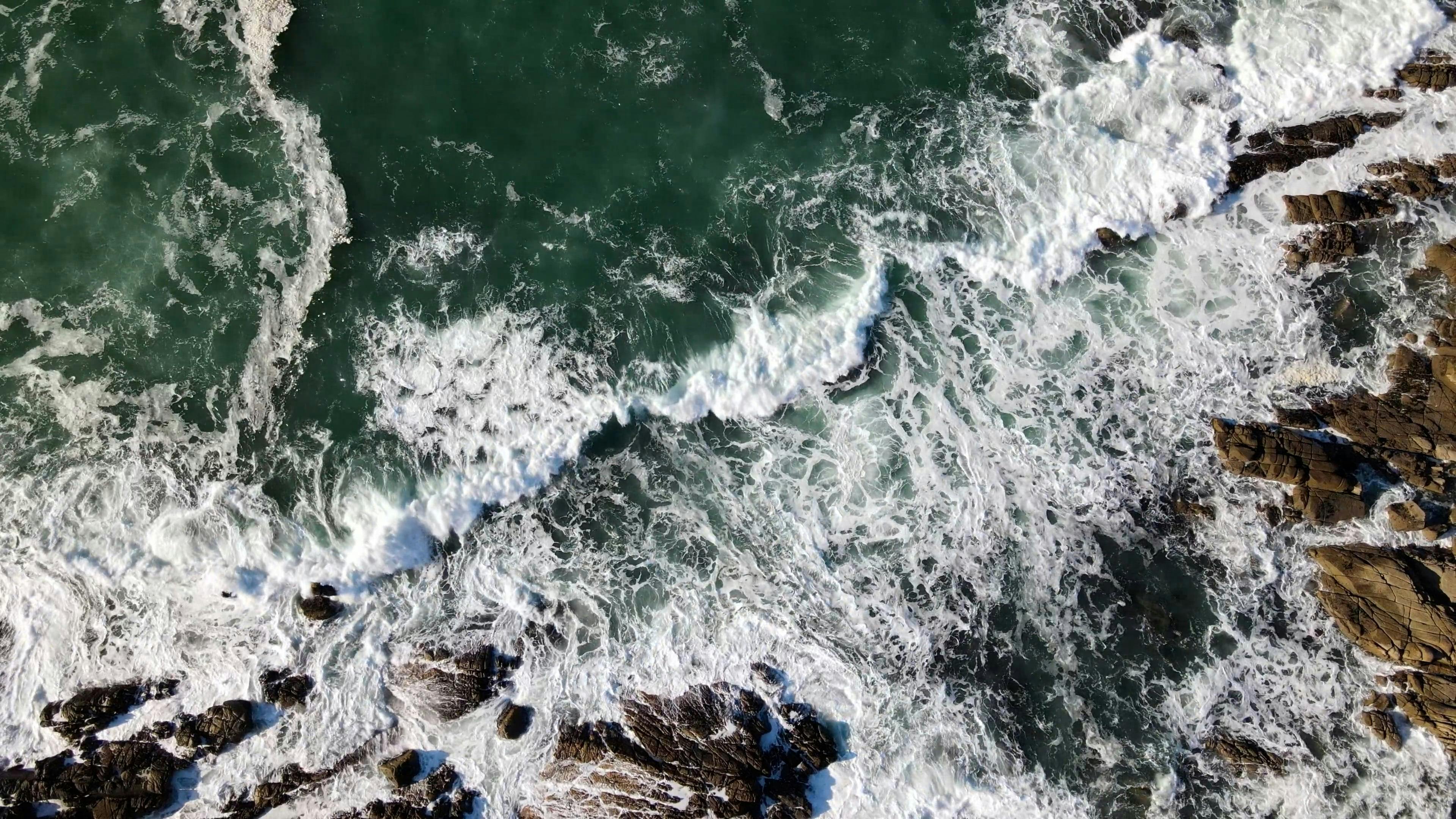 Birds Eye View on Waves on Sea Shore Free Stock Video Footage, Royalty ...
