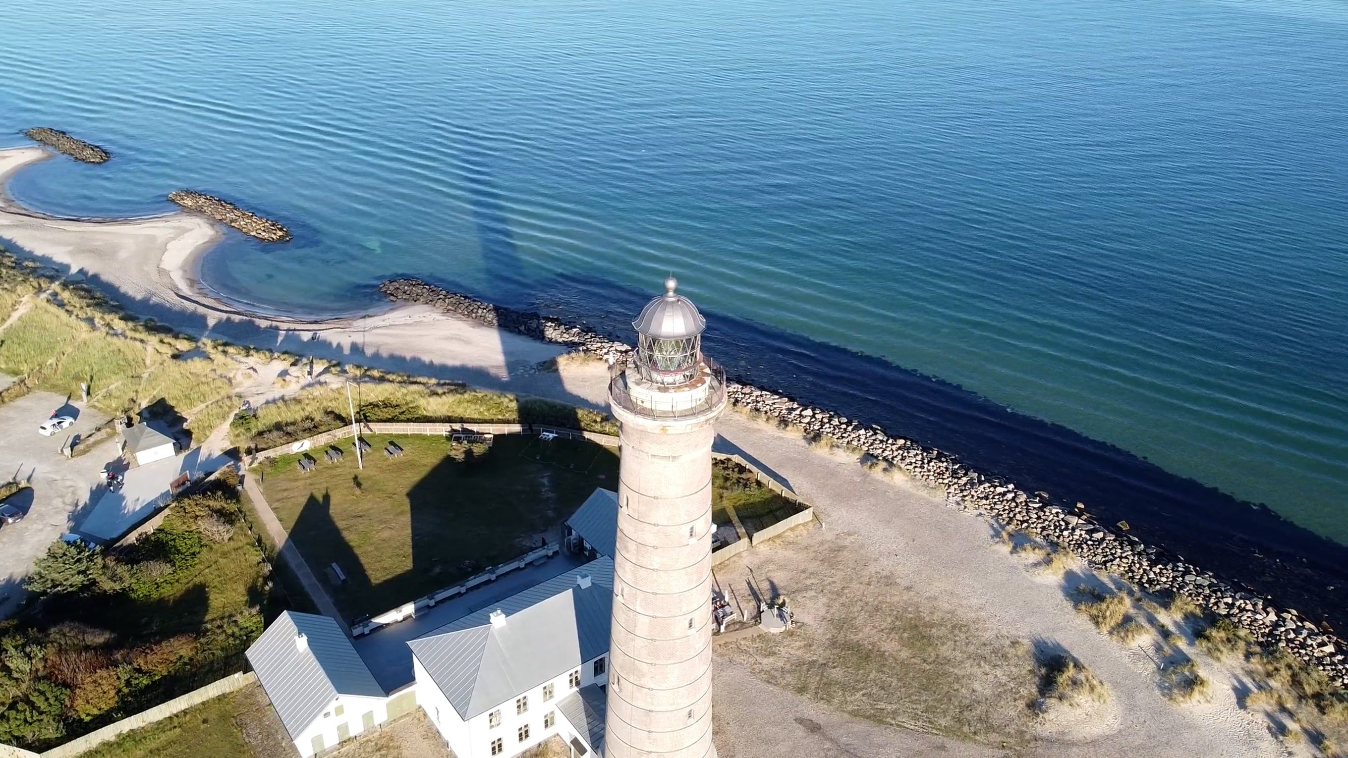 Birds Eye View on Lighthouse on Sea Shore Free Stock Video Footage ...