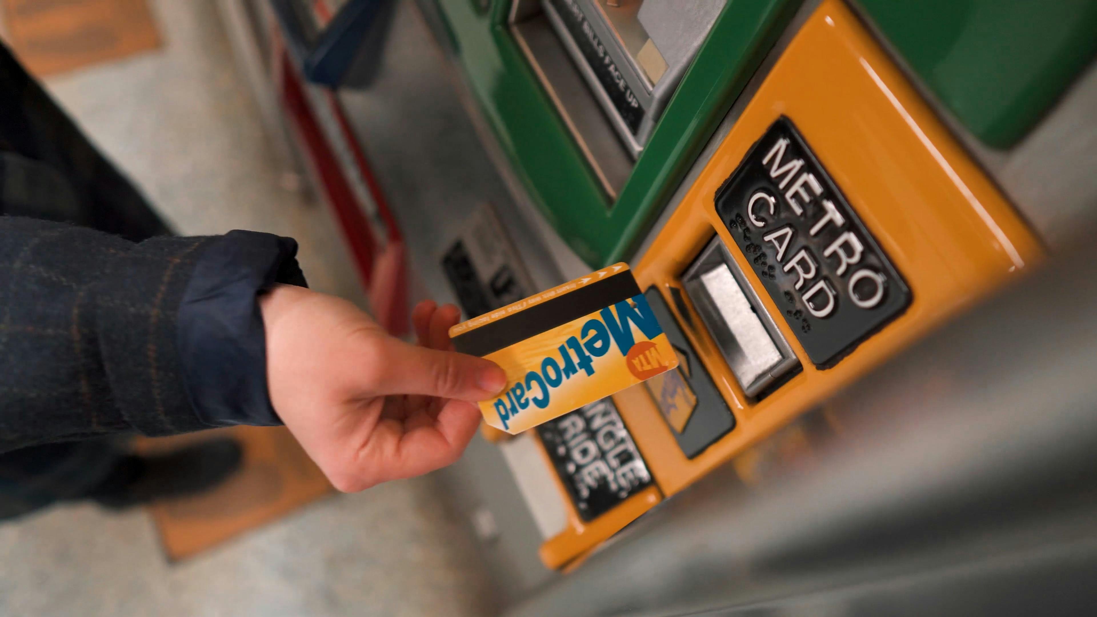 Close up on Hand Putting Metro Card to Ticket Machine Free Stock Video ...