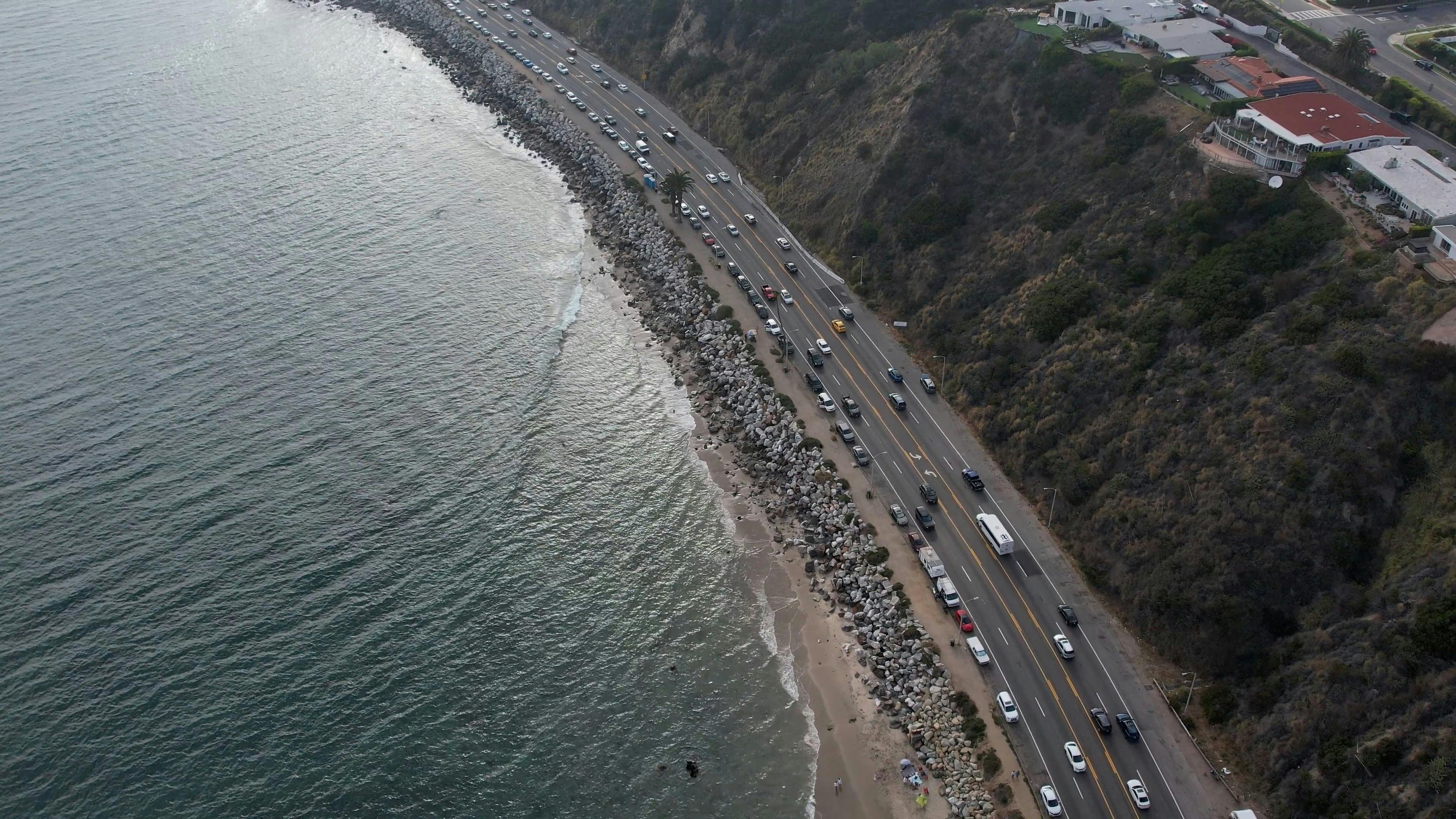 Traffic on Road near Sea Shore Free Stock Video Footage, Royalty-Free ...