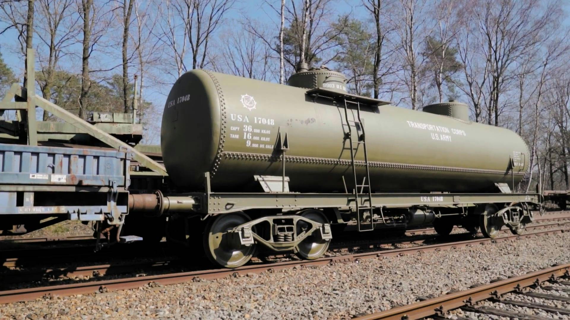 An Old U.S. Army Tank Car on a Railway · Free Stock Video