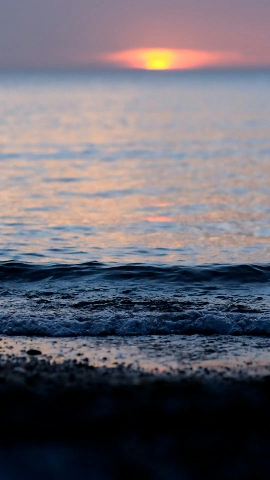 Slow Motion of Sea Waves Against Sunset on Horizon Free Stock Video ...