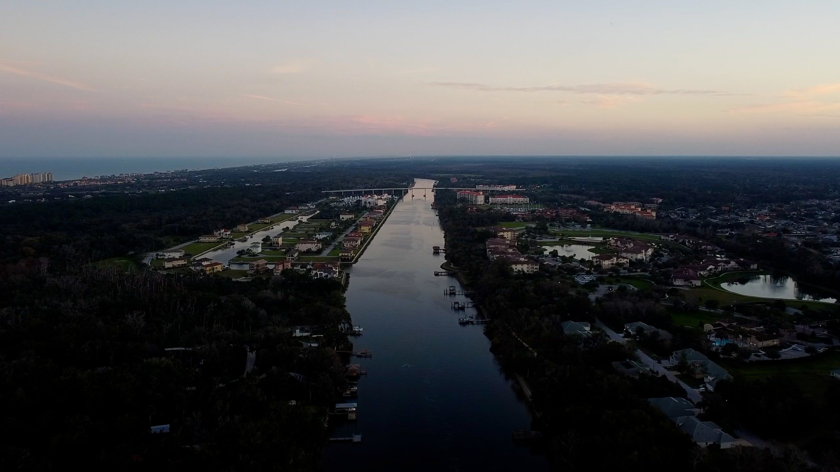 Birds Eye View of River and Apartment Buildings Free Stock Video ...