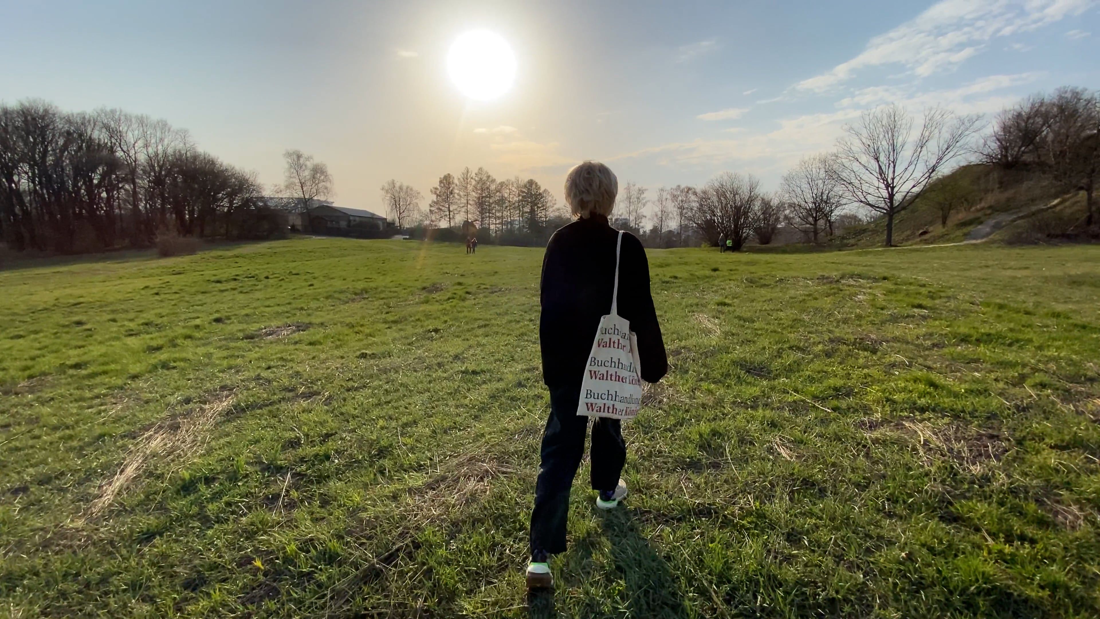 Woman Walking across Field · Free Stock Video