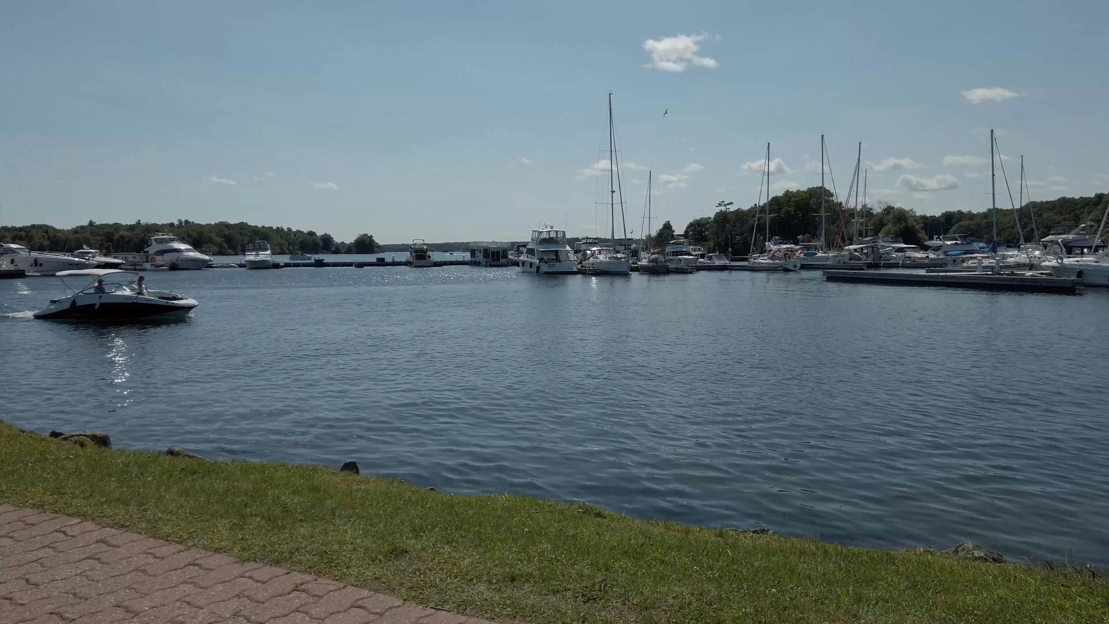 A Motorboat Leaving the Docking Area Free Stock Video Footage, Royalty ...