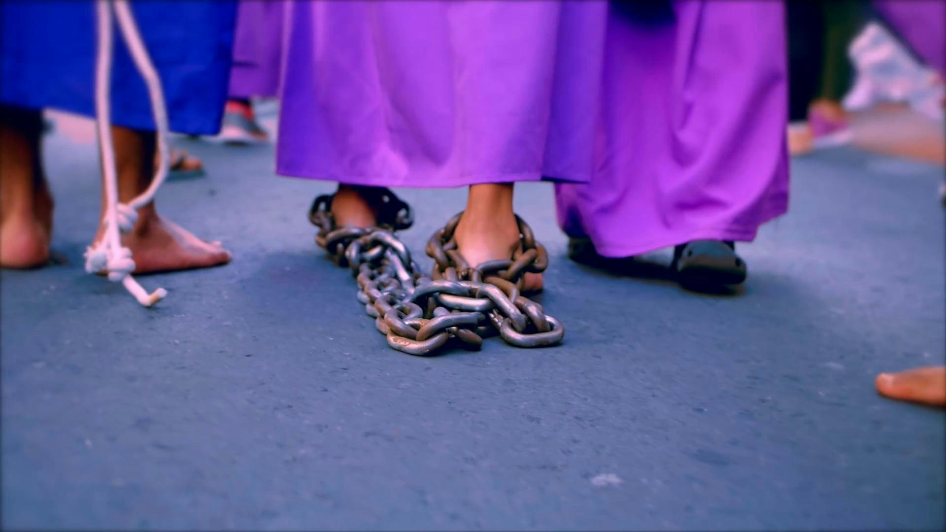 A Person Walking with Chains on their Feet Free Stock Video Footage ...