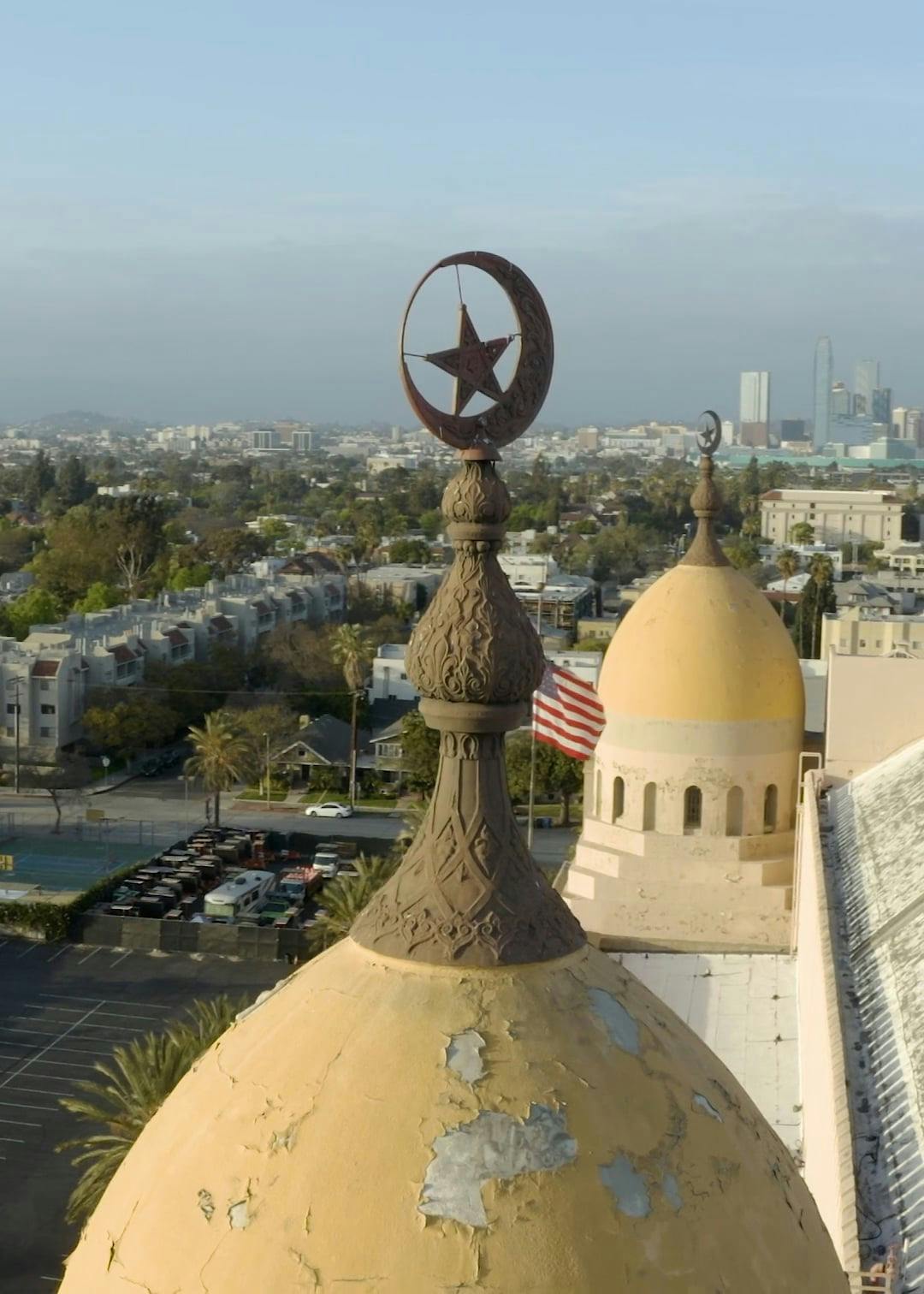 Drone Footage of a Mosque Dome in Los Angeles · Free Stock Video