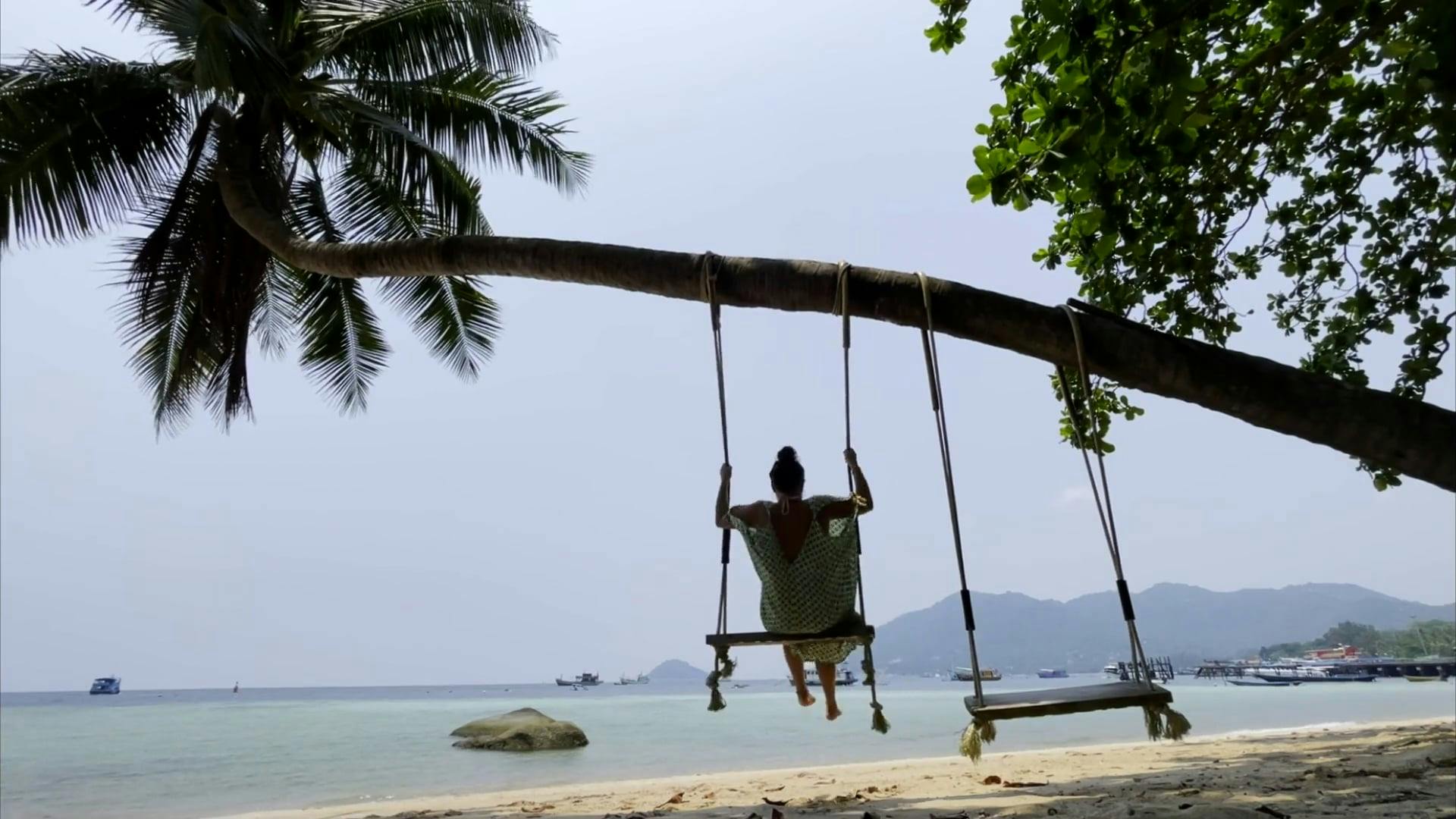 enjoy life on a beach swing under a coconut tree Free Stock Video ...