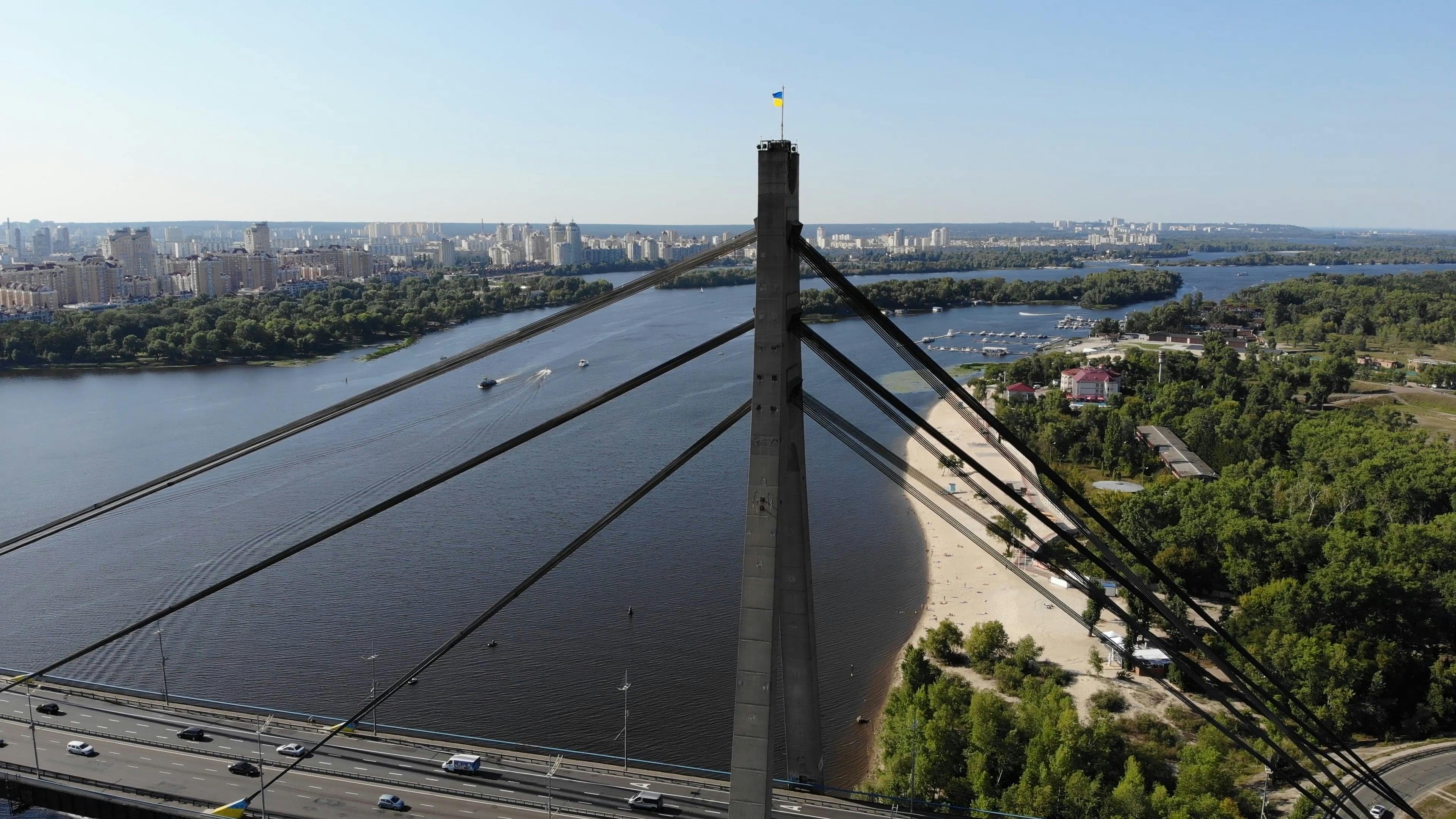 Drone Video of the Pivnichnyi Bridge in Kyiv, Ukraine Free Stock Video ...