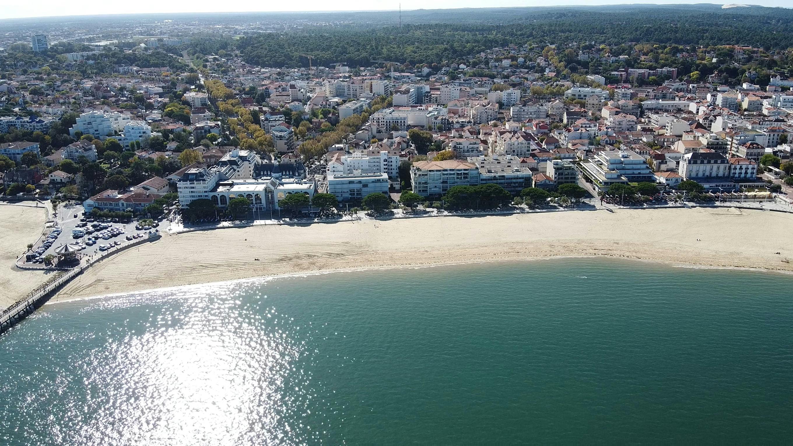 Drone Footage of the Coast of Arcachon in France Free Stock Video ...