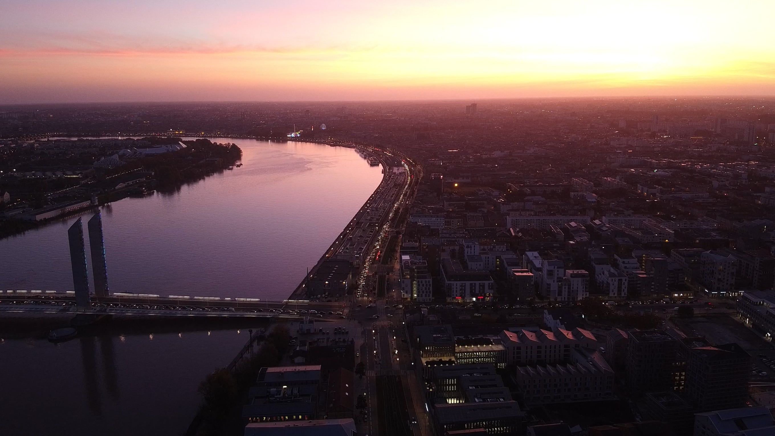 Drone View of Bordeaux City at Sunset Free Stock Video Footage, Royalty ...