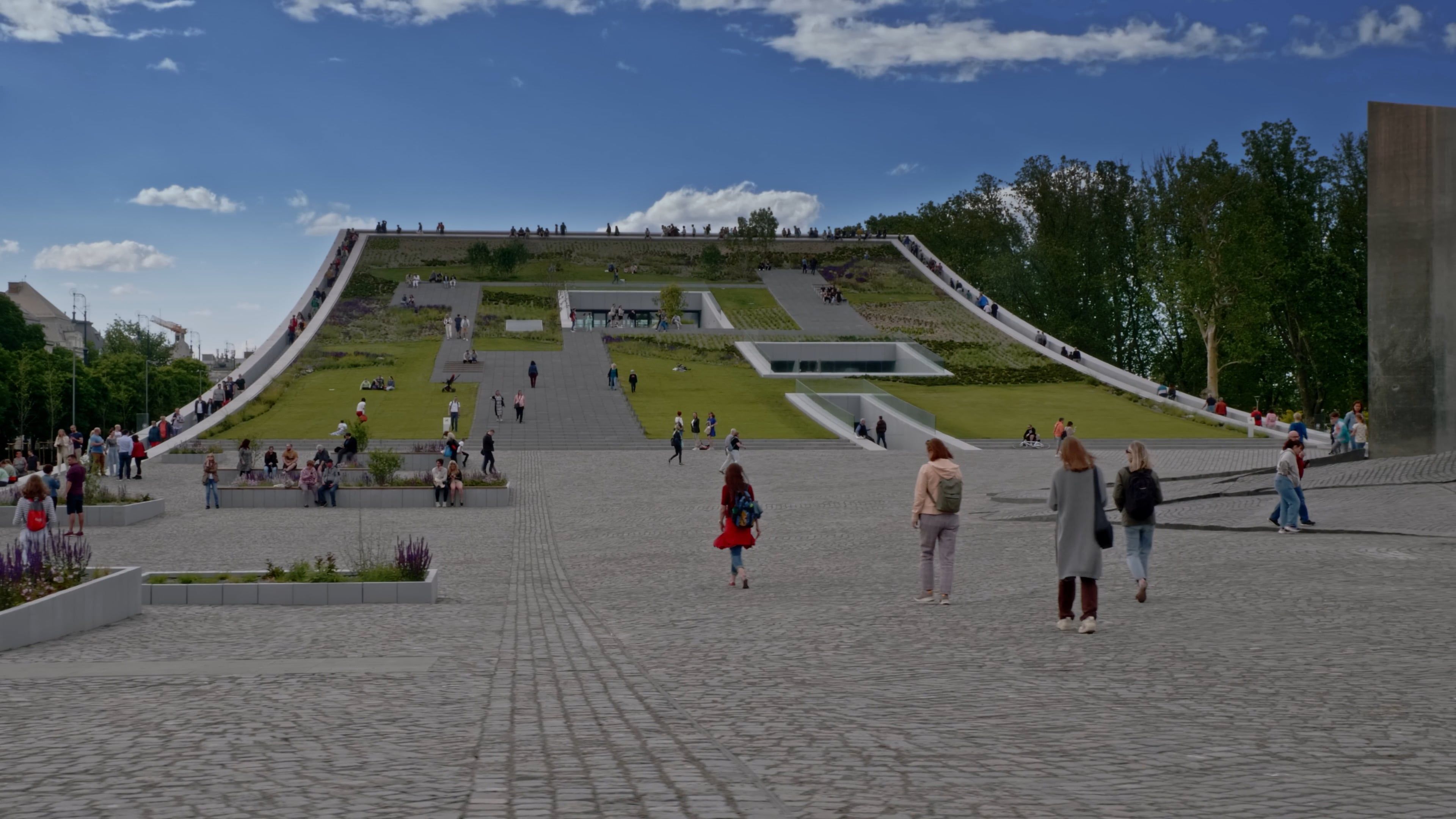 People Walking by Grass Covered Building Free Stock Video Footage ...
