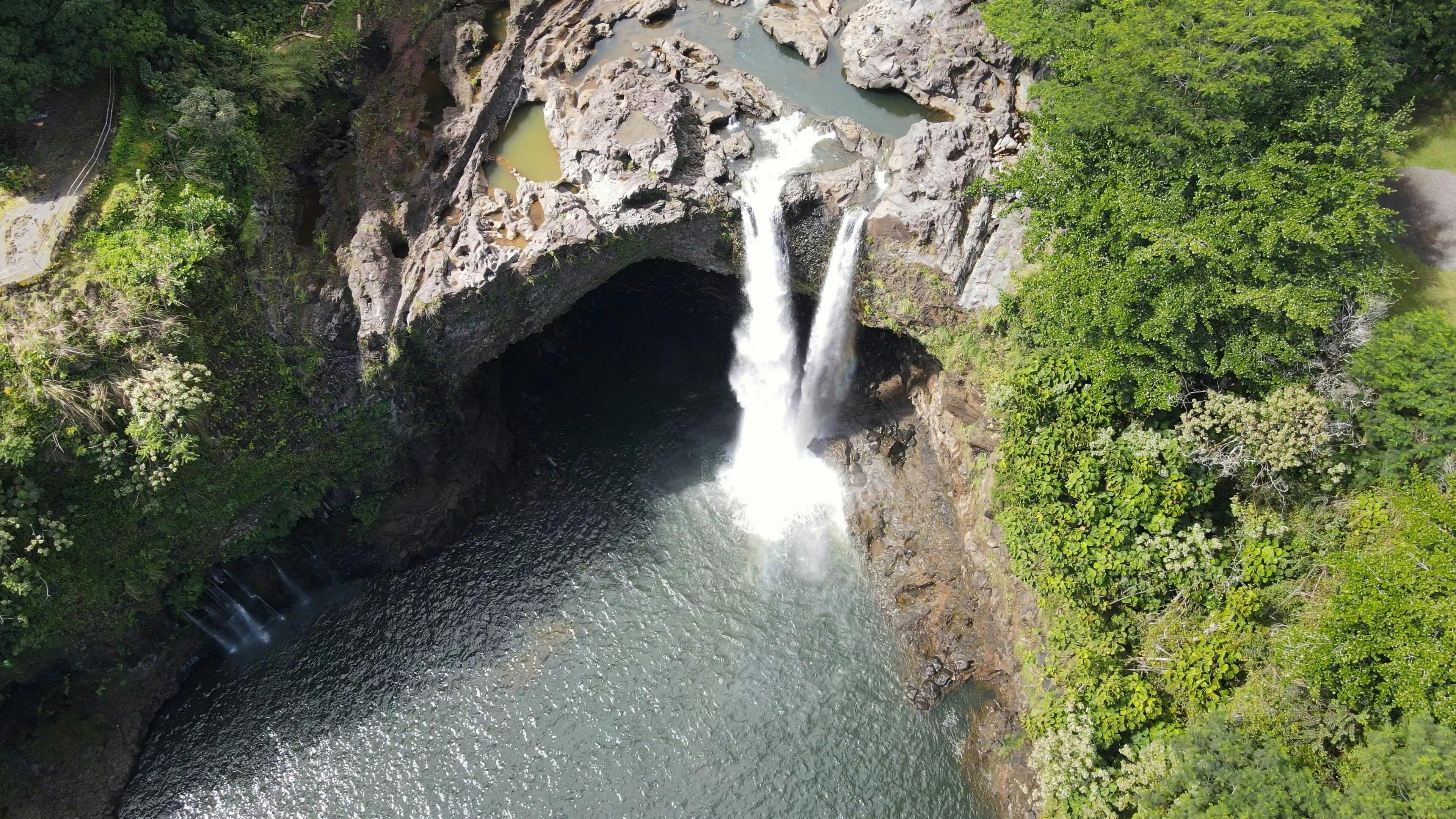 Top View of a Waterfall and a Cave Free Stock Video Footage, Royalty ...