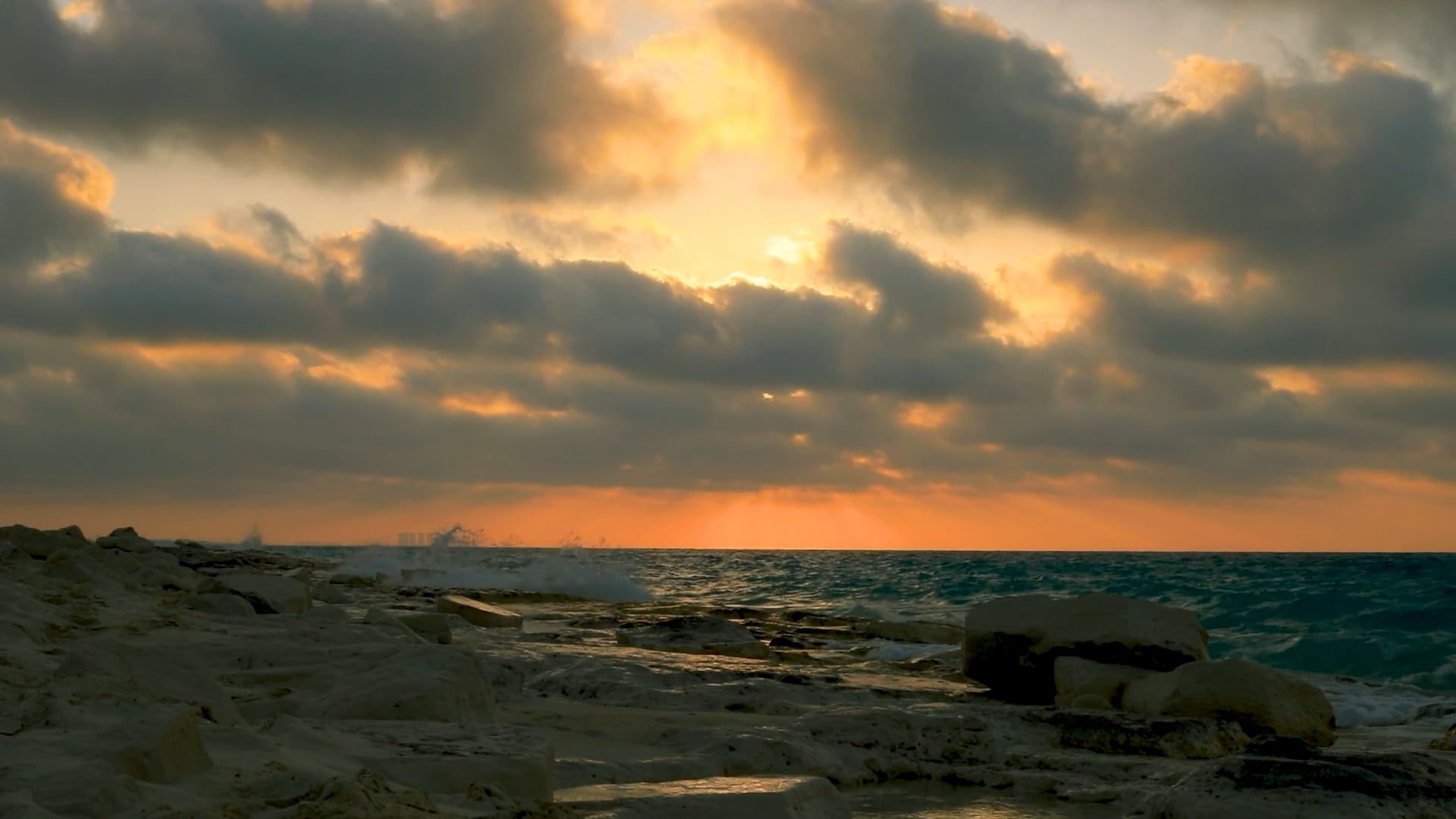 Sunset under Clouds over Sea Free Stock Video Footage, Royalty-Free 4K ...