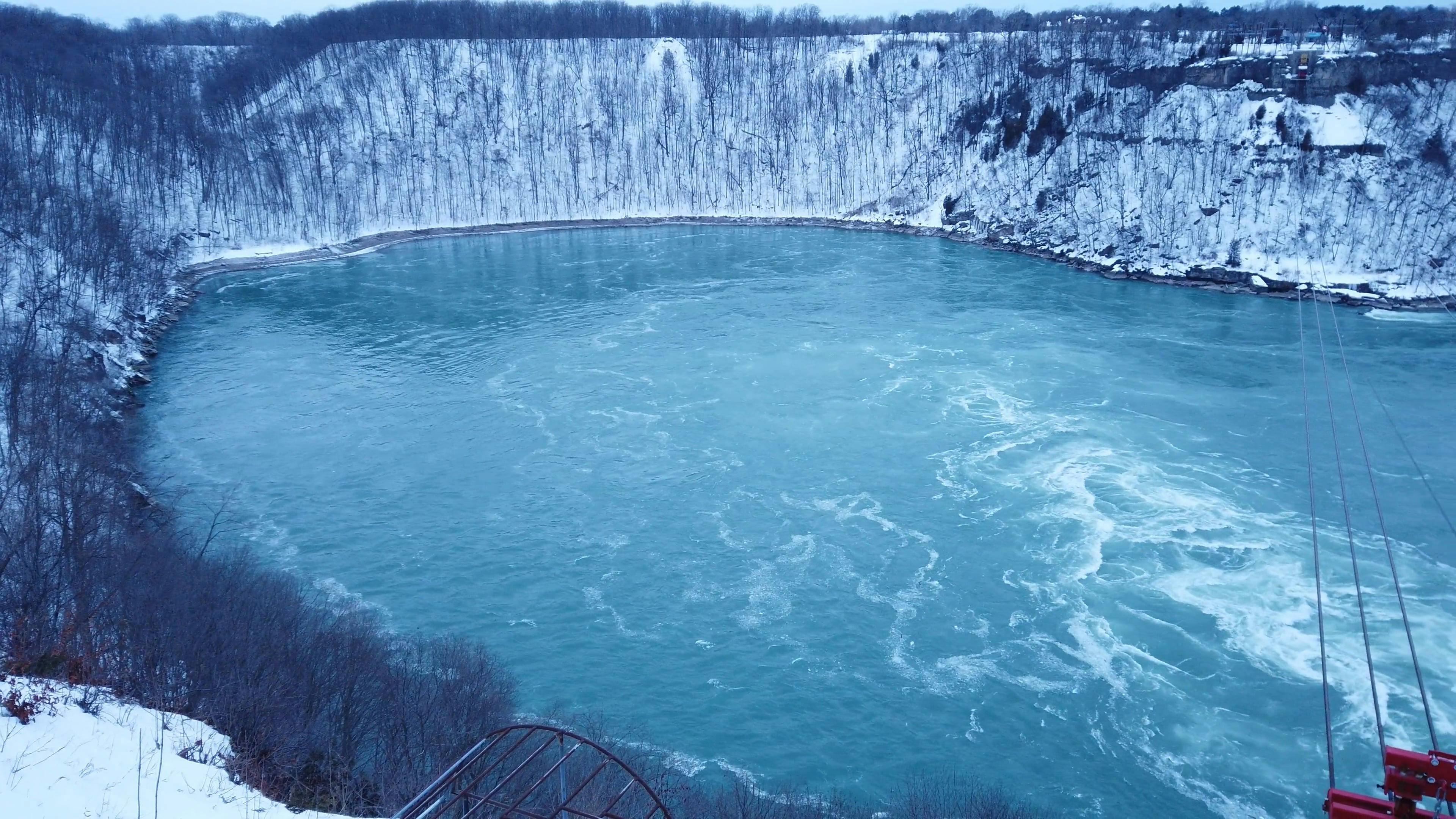Panoramic View of the Niagara Whirlpool in Winter Free Stock Video ...