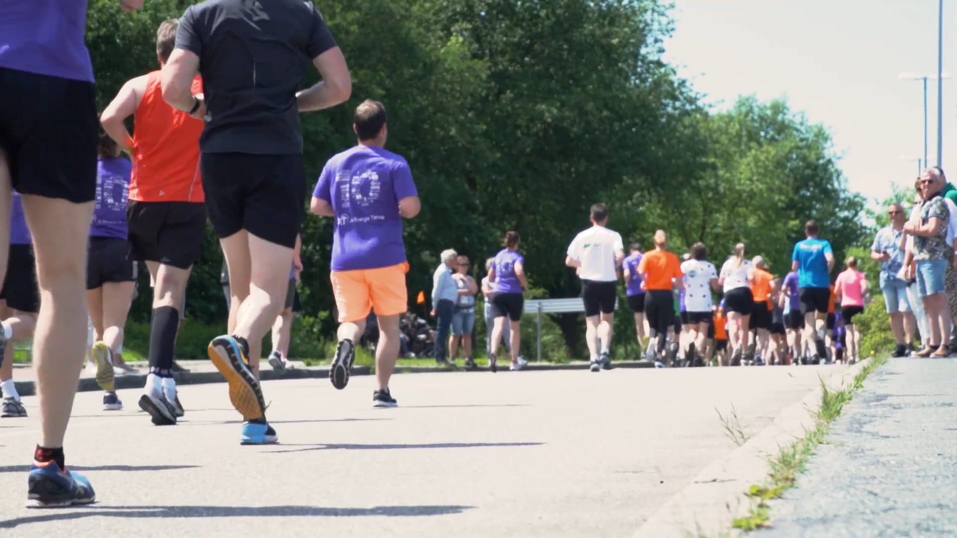 Back View of Marathon Runners Passing by Free Stock Video Footage ...